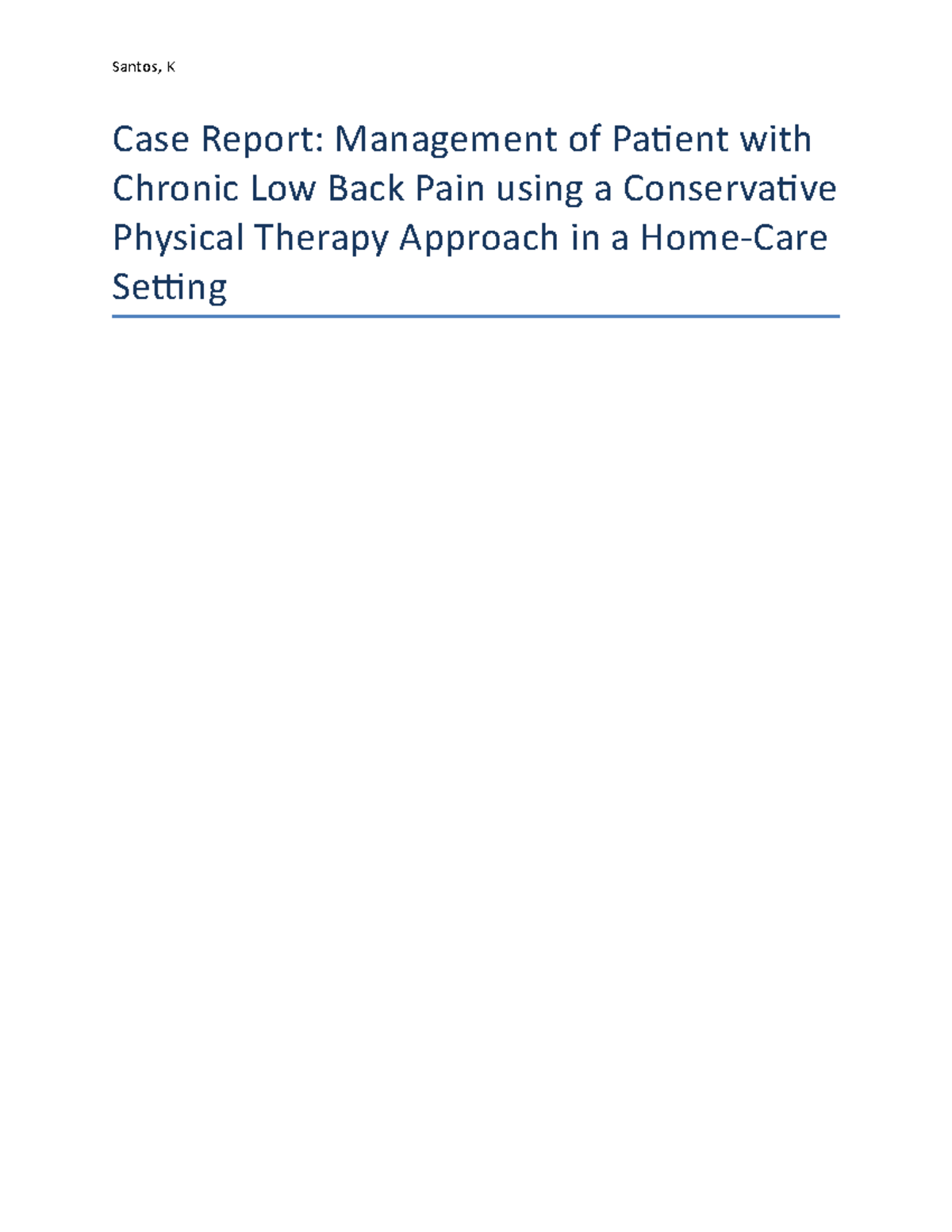 Case Report: Management of Patient with Chronic Low Back Pain - PA526A ...