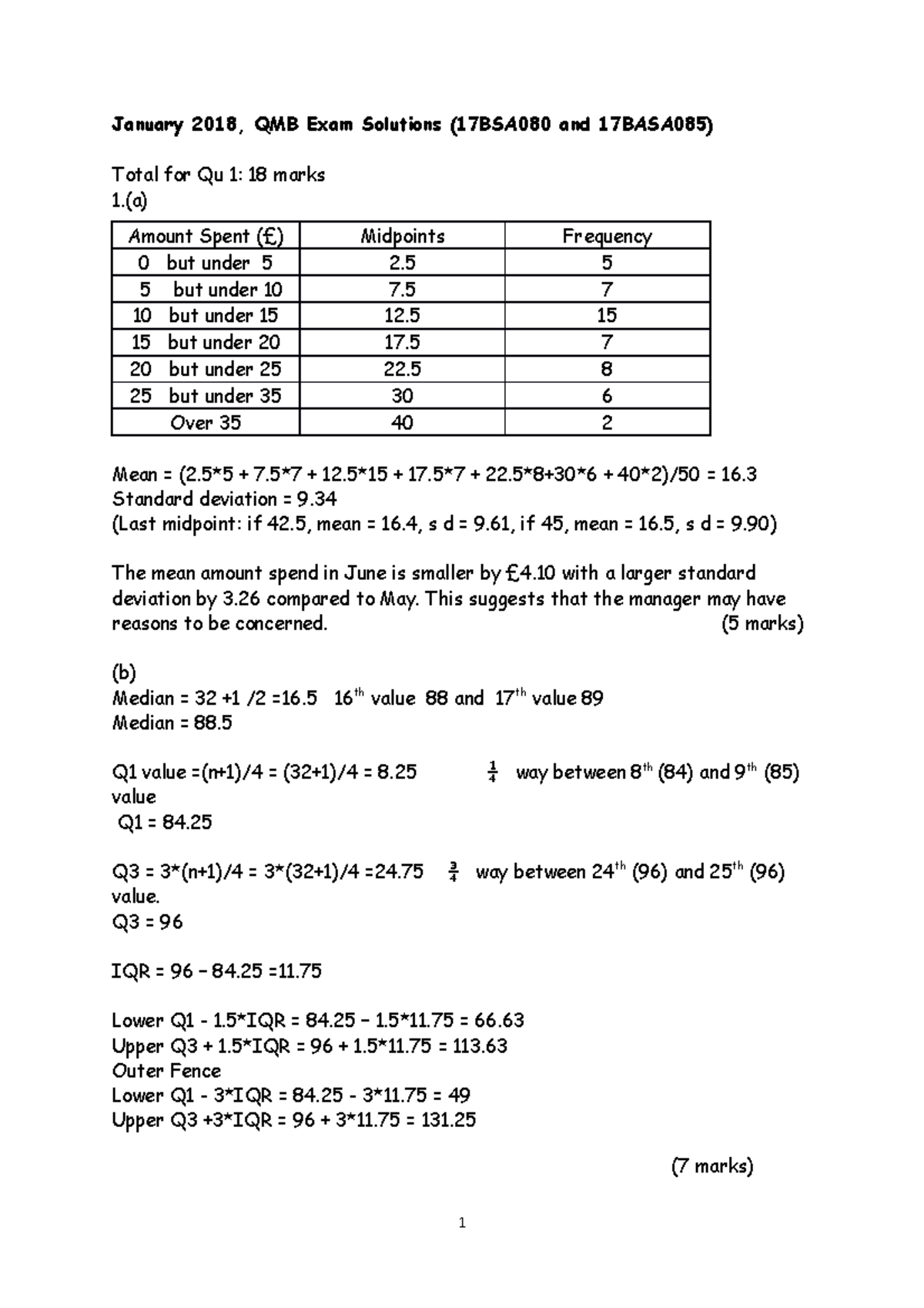 2018 Exam Paper Solutions N 1 new - January 2018, QMB Exam Solutions ...