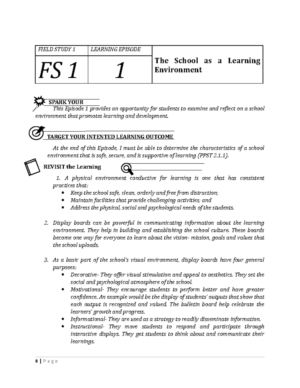 FS1- Lorimar - For Field study answers - FIELD STUDY 1 LEARNING EPISODE ...