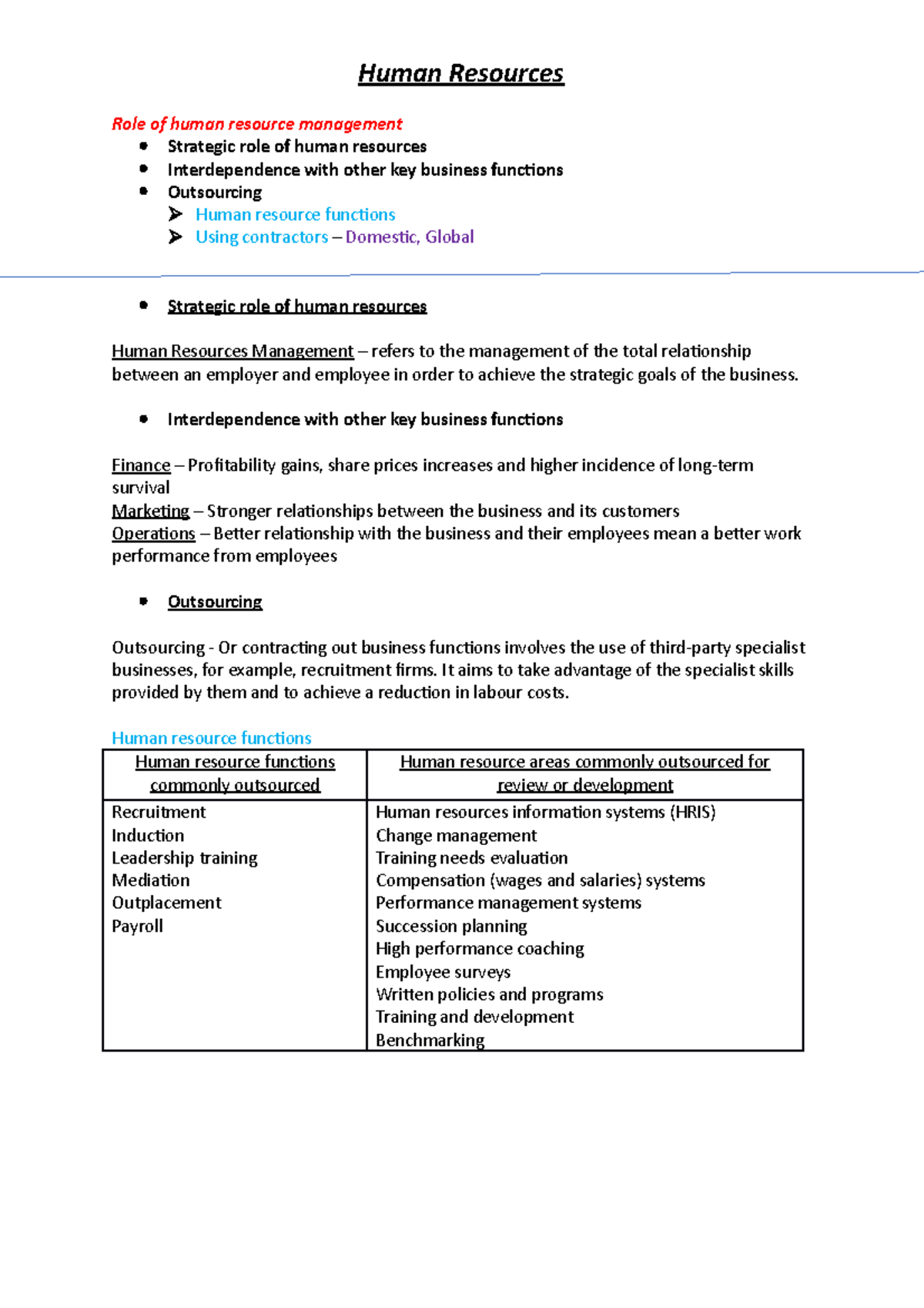 4. Human Resources - hr notes - Role of human resource management ...
