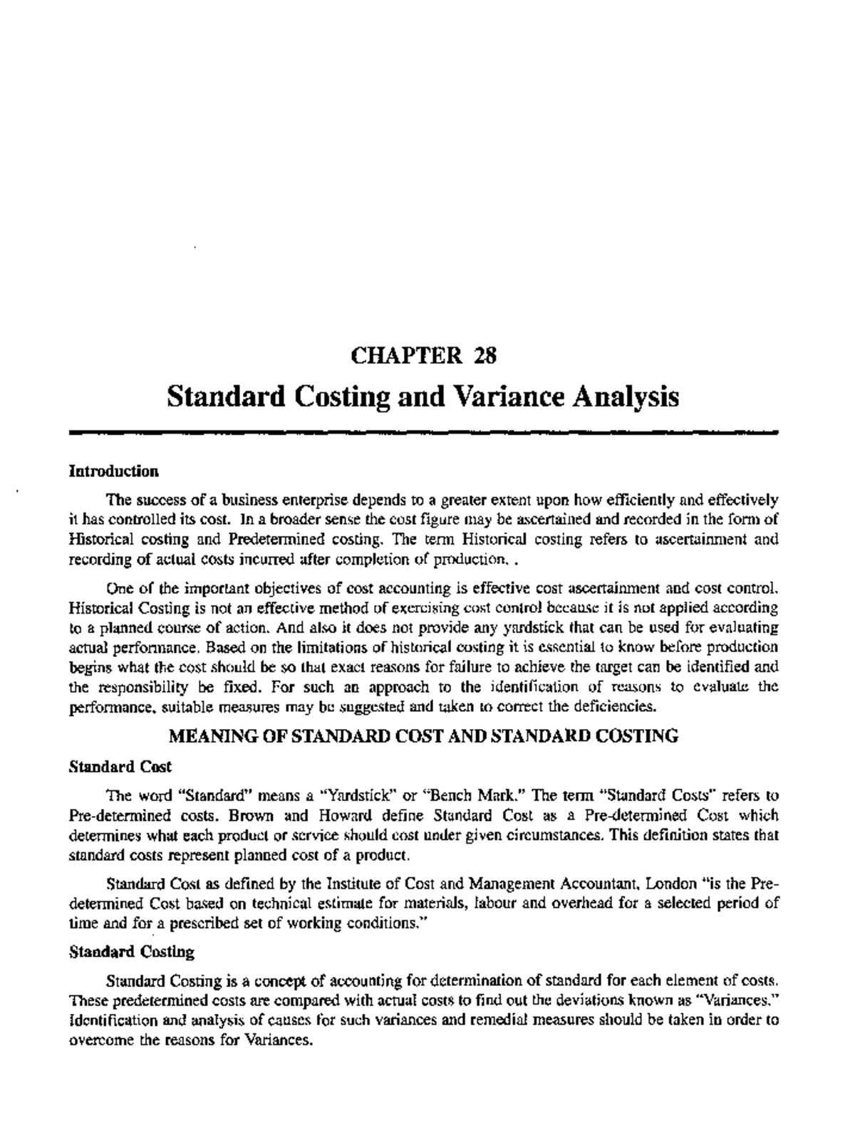 Standard Costing and Variance Analysis - CHAPTER 28 Standard Costing ...