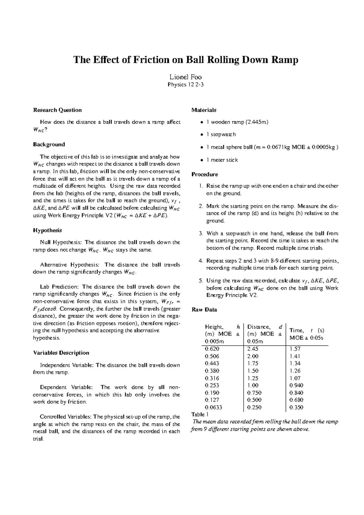 Ramp and Sphere Lab - Fun for this - The Effect of Friction on Ball ...