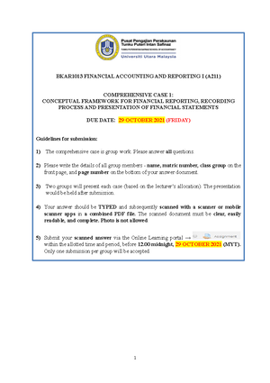 Tutorial 1 - SEMESTER A BKAM2013 MANAGEMENT ACCOUNTING I TUTORIAL 1 ...