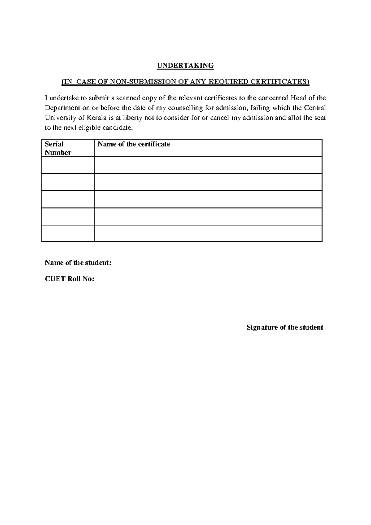 Undertaking-format-new - UNDERTAKING (IN CASE OF NON‐SUBMISSION OF ANY ...