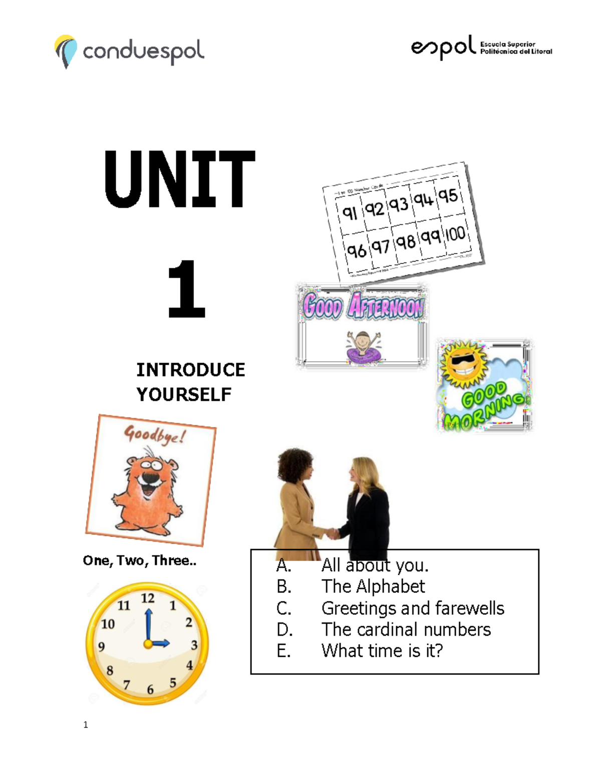 English Book 2023 licencia E - UNIT 1 INTRODUCE YOURSELF ####### One ...