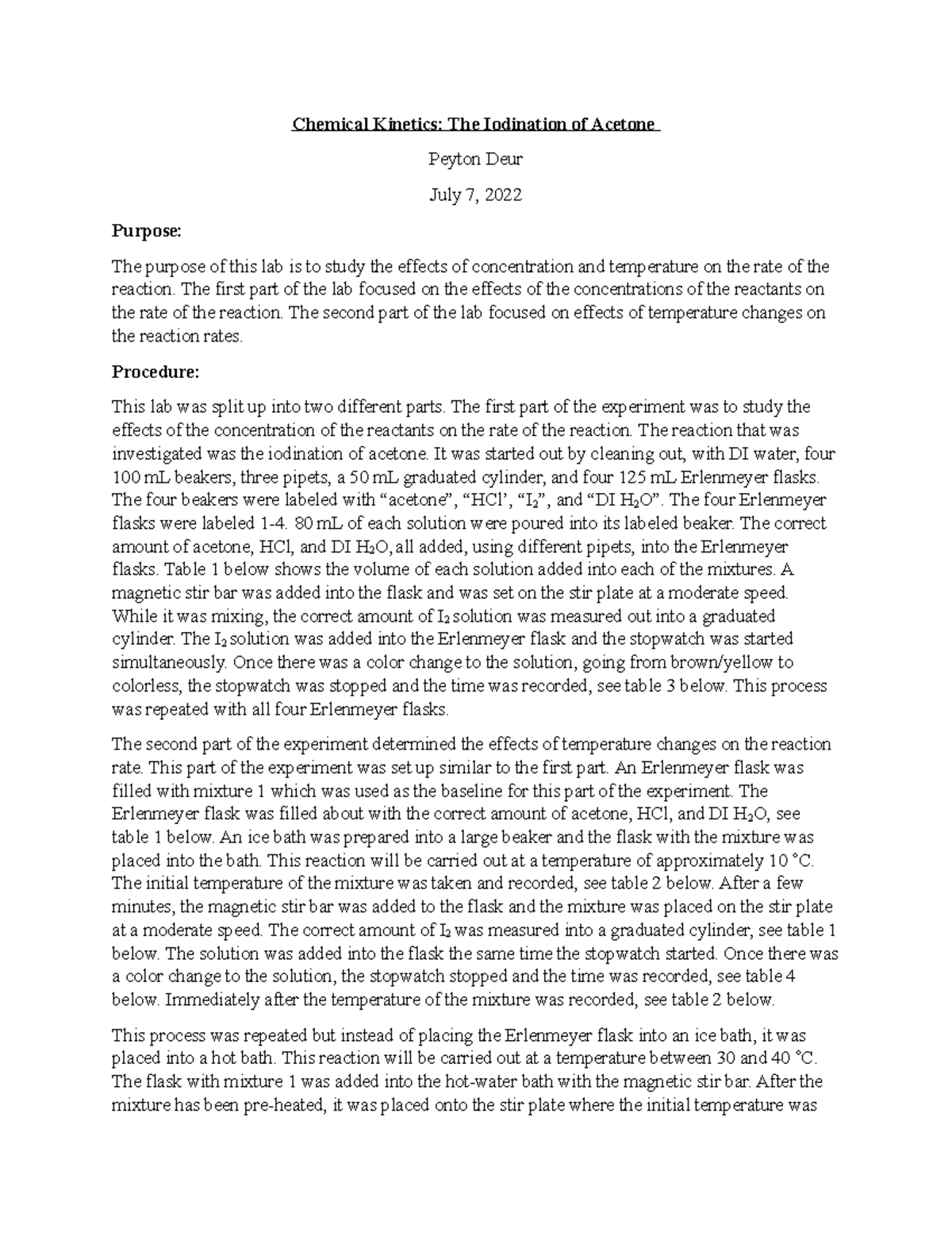 CHM 141 -Chemical Kinetics -The Iodination of Acetone - Chemical ...