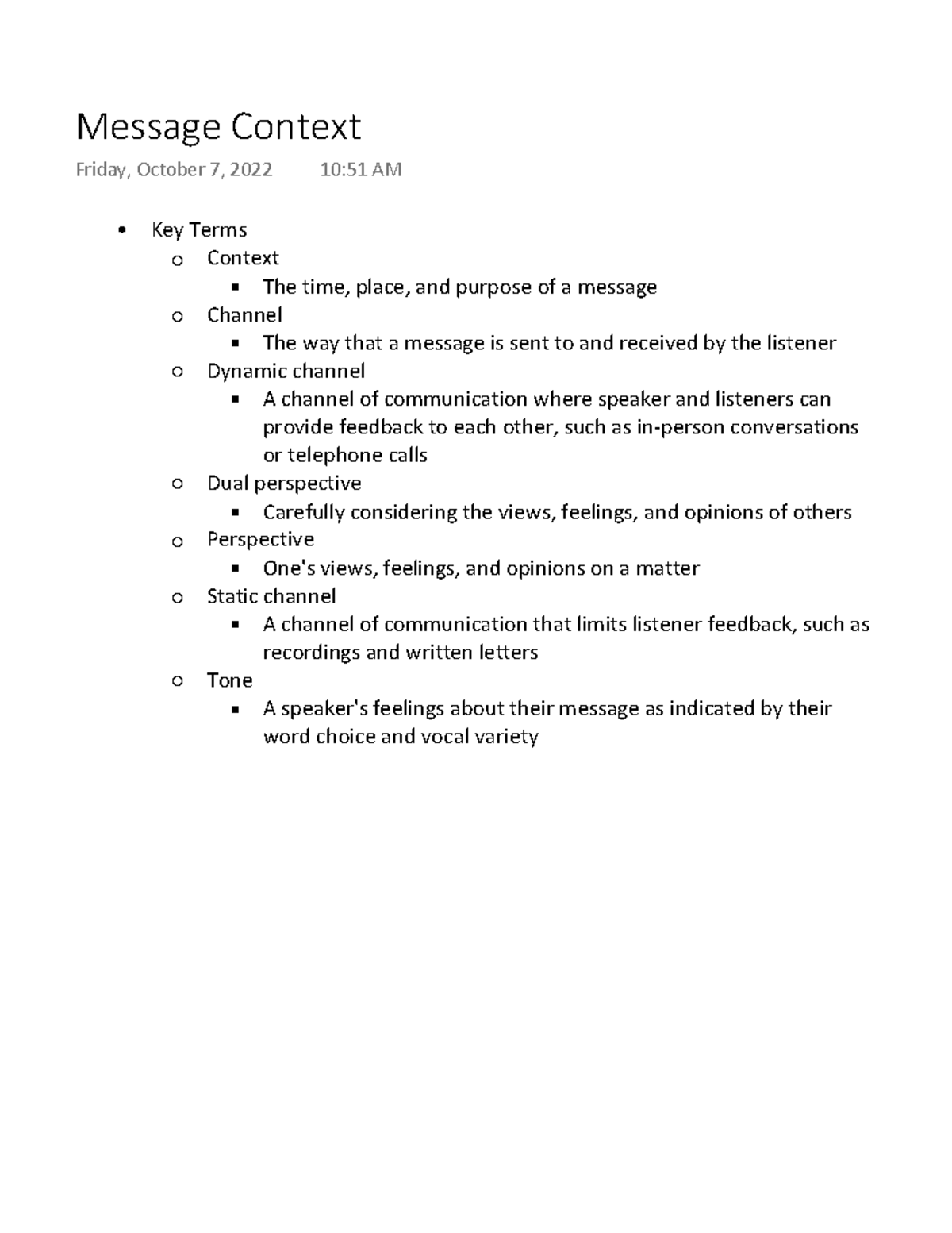 Message Context - Unit 3 Intellipath lesson - Key Terms Context § The time, place, and purpose ...