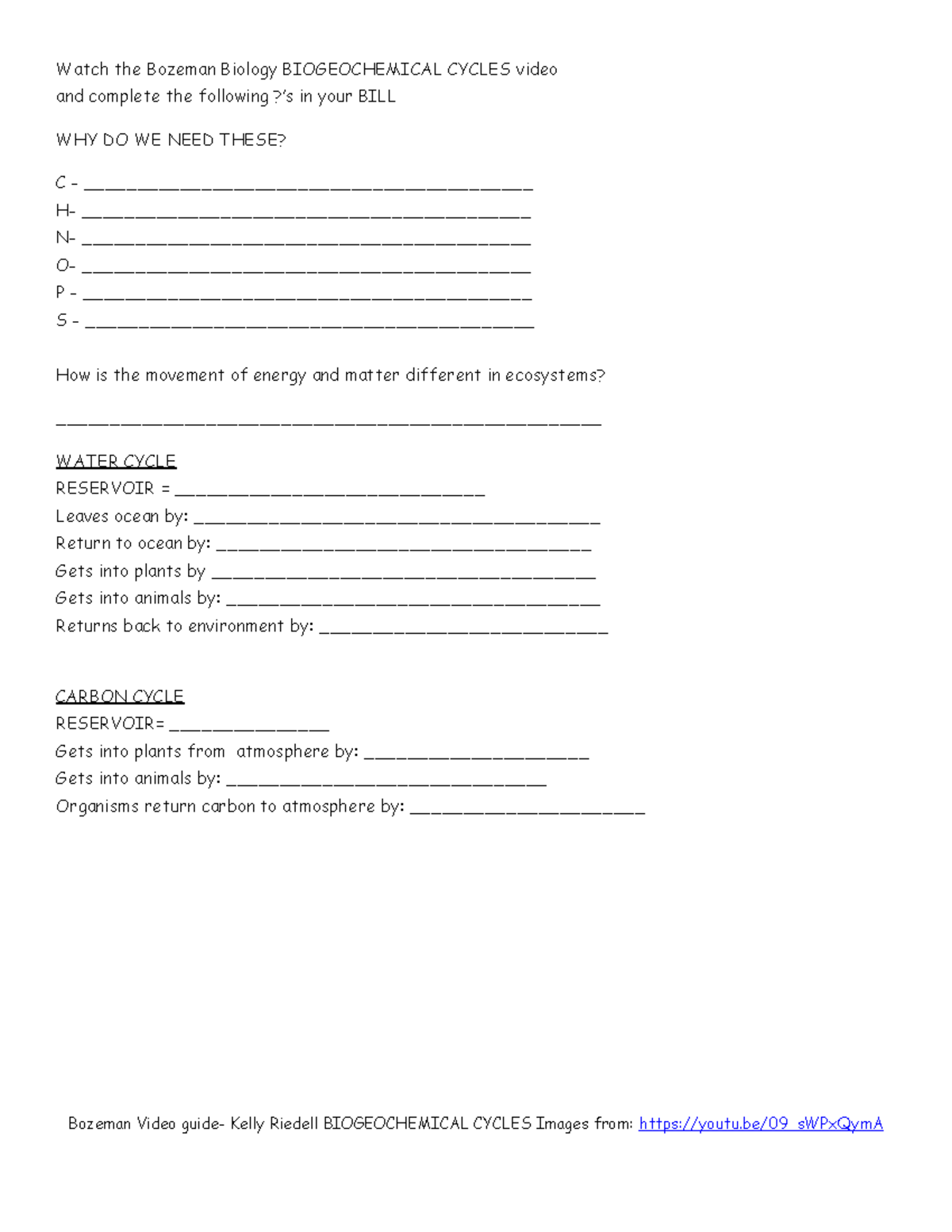BILL bozemanvideo biogeochemcycles - Watch the Bozeman Biology ...