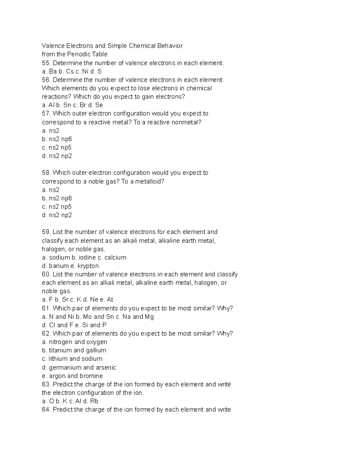 Chem-lecture-39 - notes - Valence Electrons and Simple Chemical ...