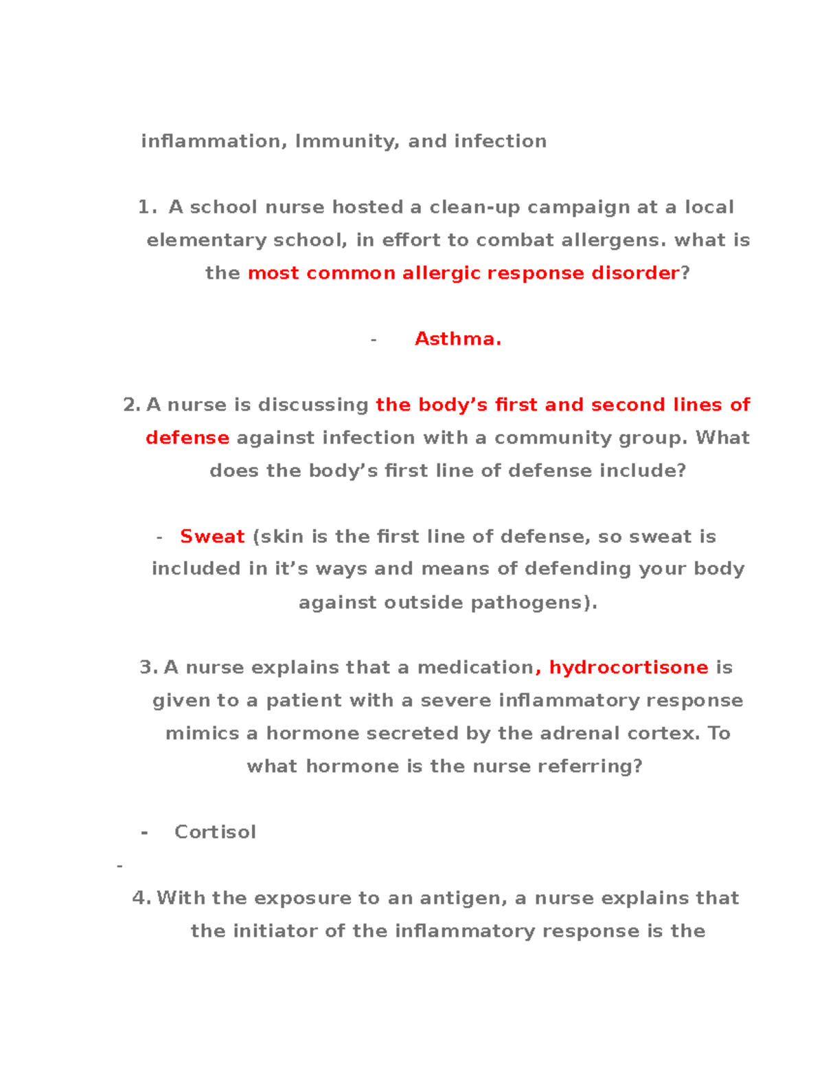 Inflammation, immunity ATI review MS 2 - inflammation, Immunity, and ...