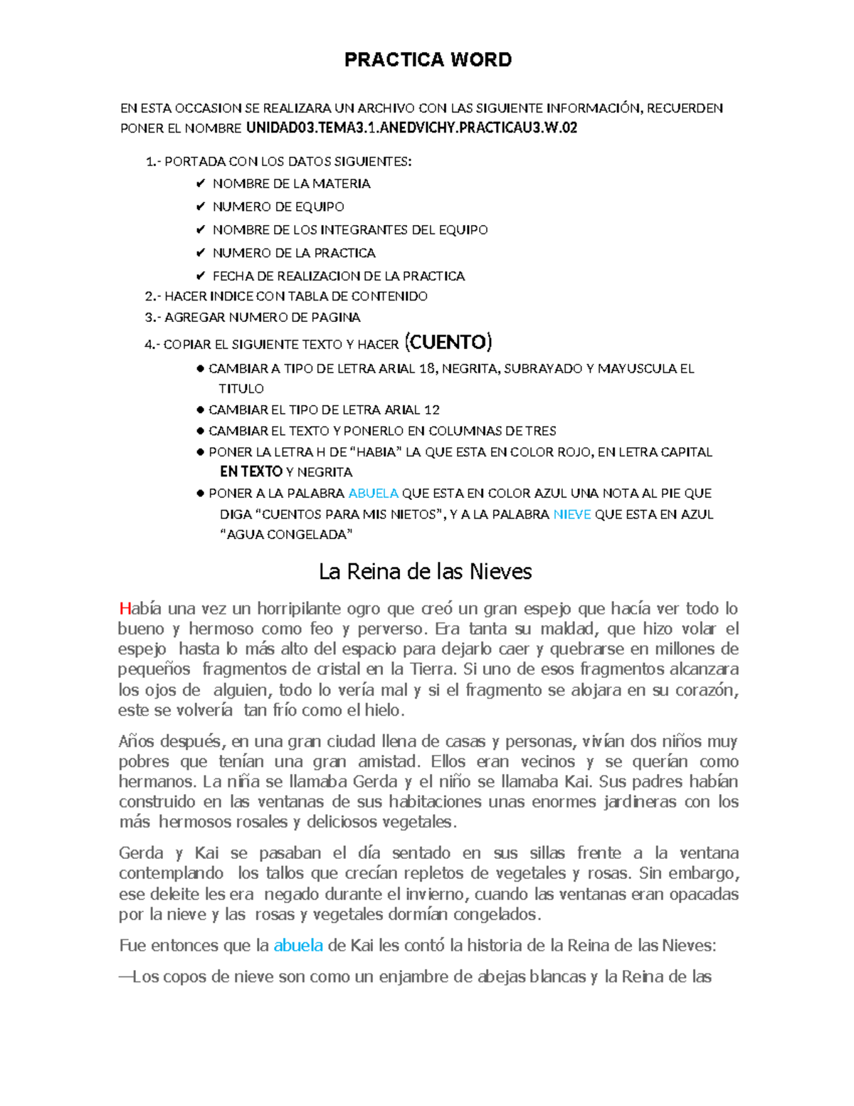 Practica WORD - ... - PRACTICA WORD EN ESTA OCCASION SE REALIZARA UN ...