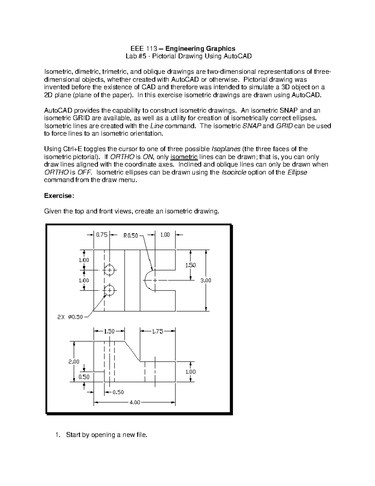 Lab #5 - Pictorial Drawing Using AutoCAD - Engineering Drawing - CUI - Studocu