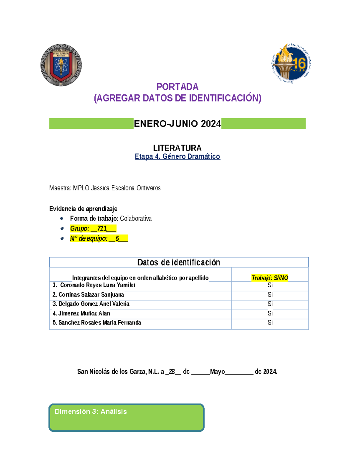 Equipo 5 EV4-PIA Literatura - PORTADA (AGREGAR DATOS DE IDENTIFICACIÓN) ENERO-JUNIO 2024 ...