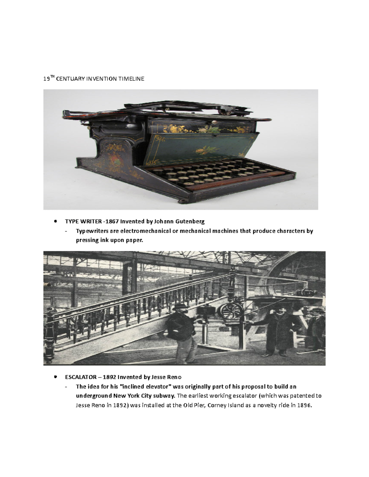 19TH Centuary Invention Timeline - 19 TH CENTUARY INVENTION TIMELINE ...