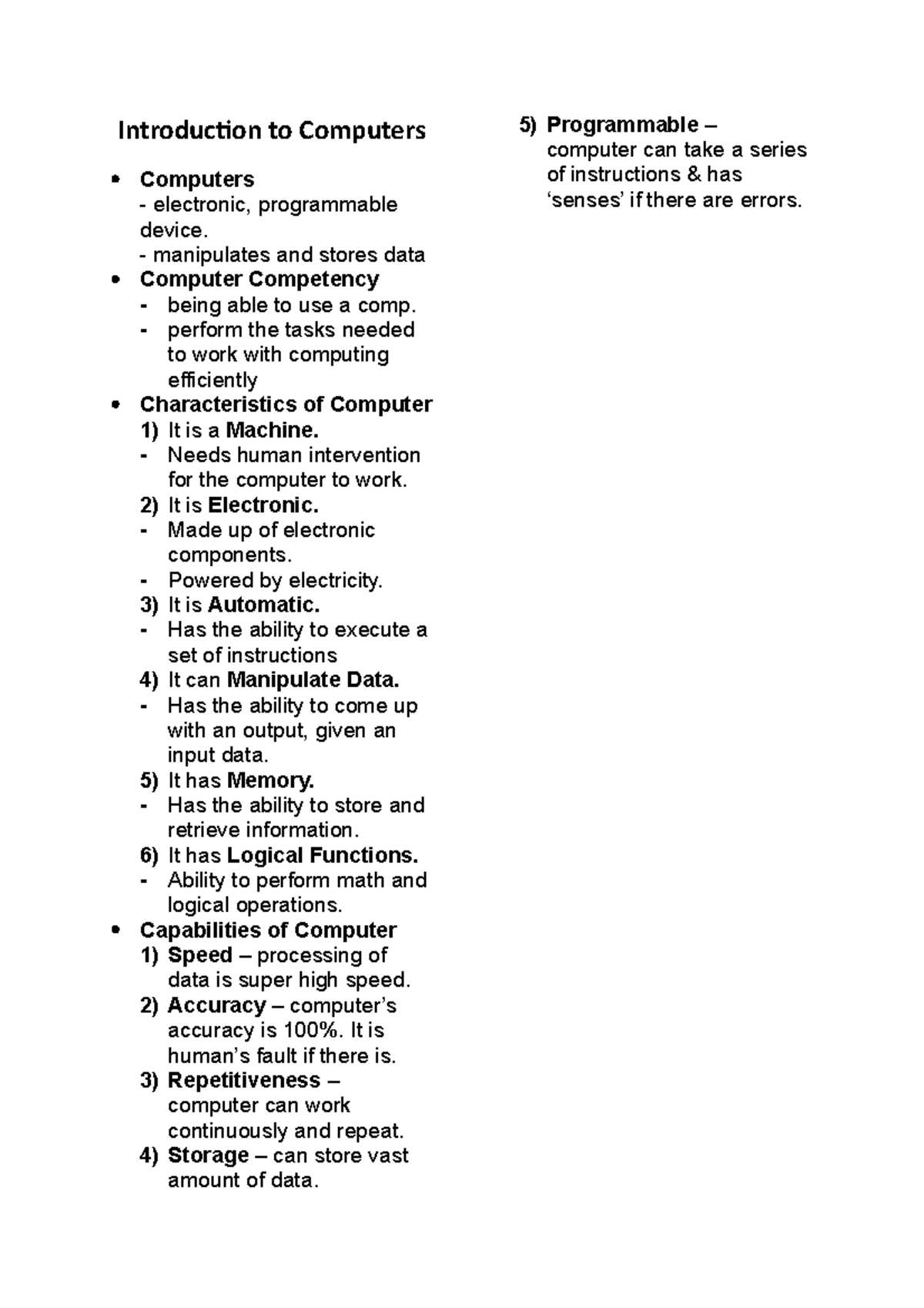 Introduction to Computers 2 - manipulates and stores data Computer ...