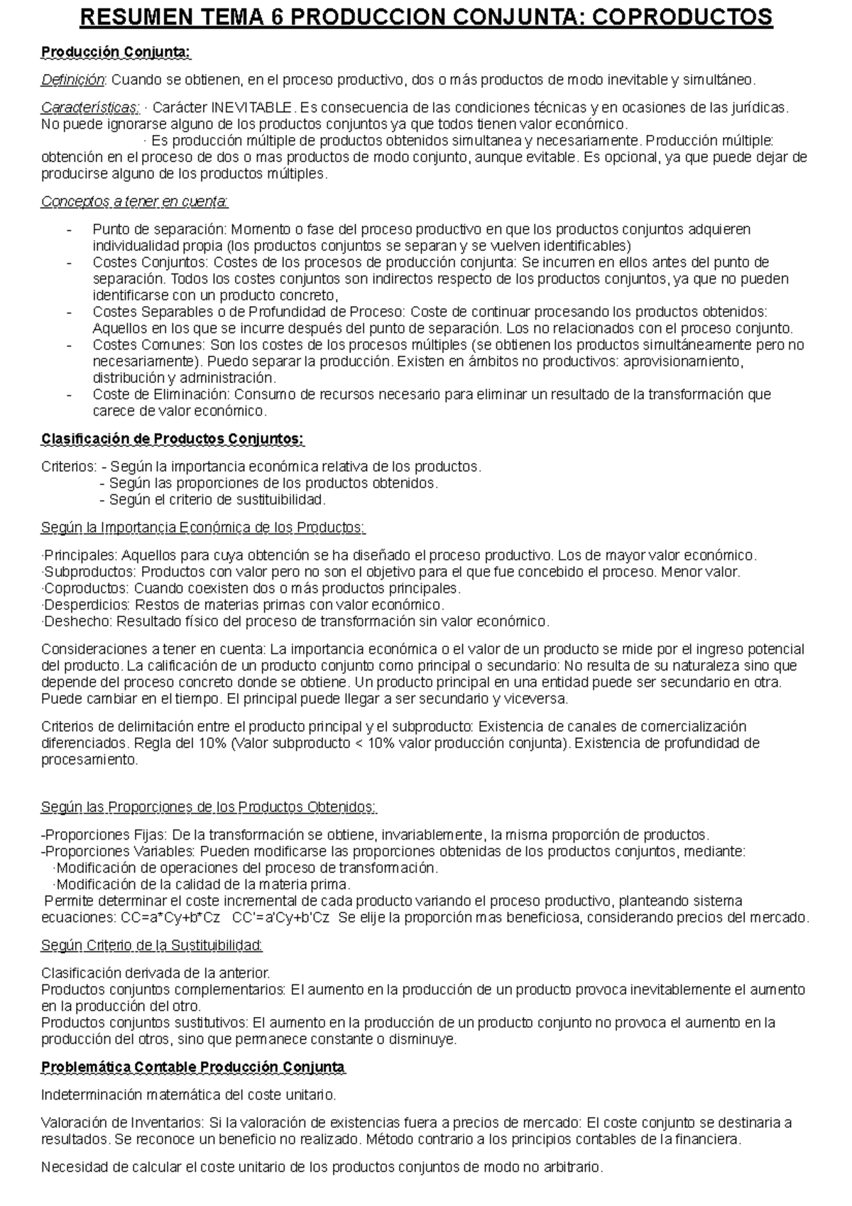 Resumen Tema 6 - Apunts 6 - RESUMEN TEMA 6 PRODUCCION CONJUNTA ...