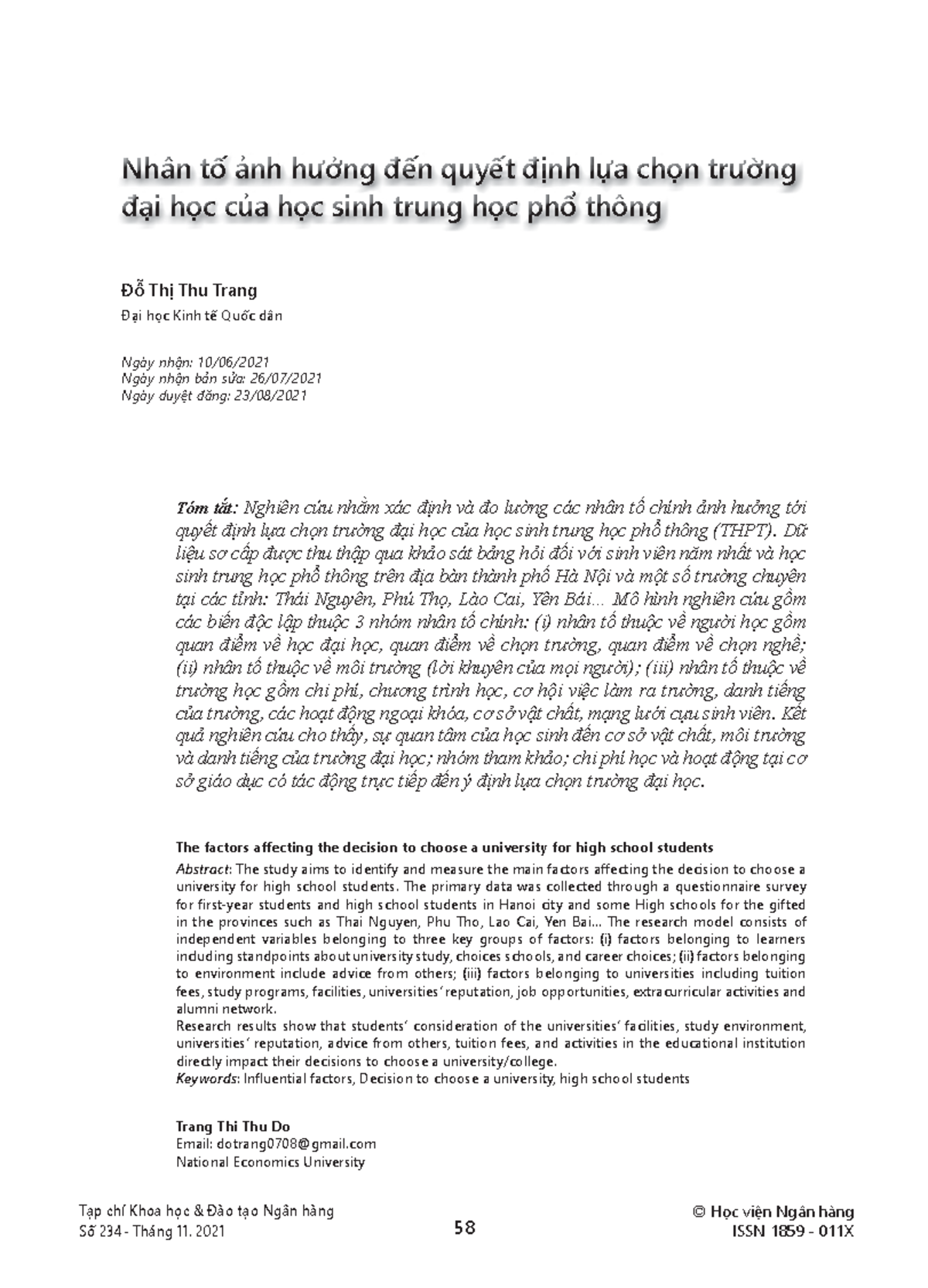 63628 dieu van ban 168921 1 10 20211130 2557 - 58 Tạp chí Khoa học & Đào tạo Ngân hàng Số 234 ...