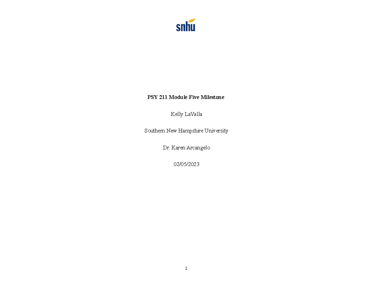 PSY 211 Module Five Milestone Lifespan Development - PSY 211 Module ...