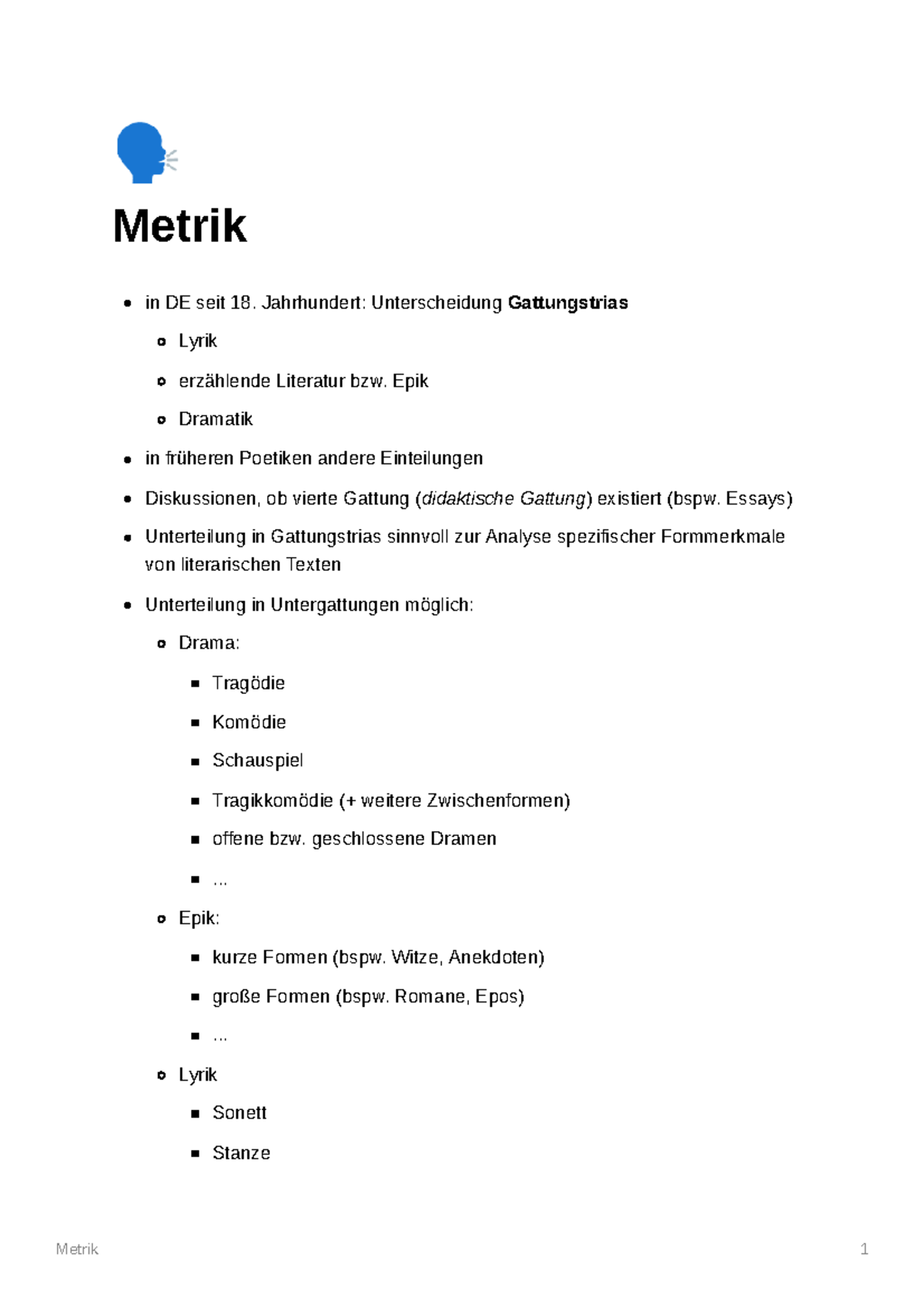 Metrik - Zusammenfassung von GNDL bei Ullmaier, Jakobi und Wolf - l ...