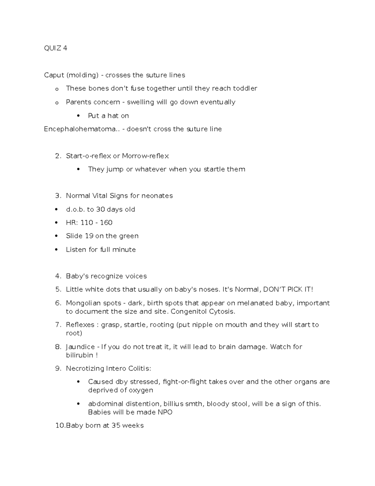 OB QUIZ 4 - Guide to Study - QUIZ 4 Caput (molding) - crosses the ...