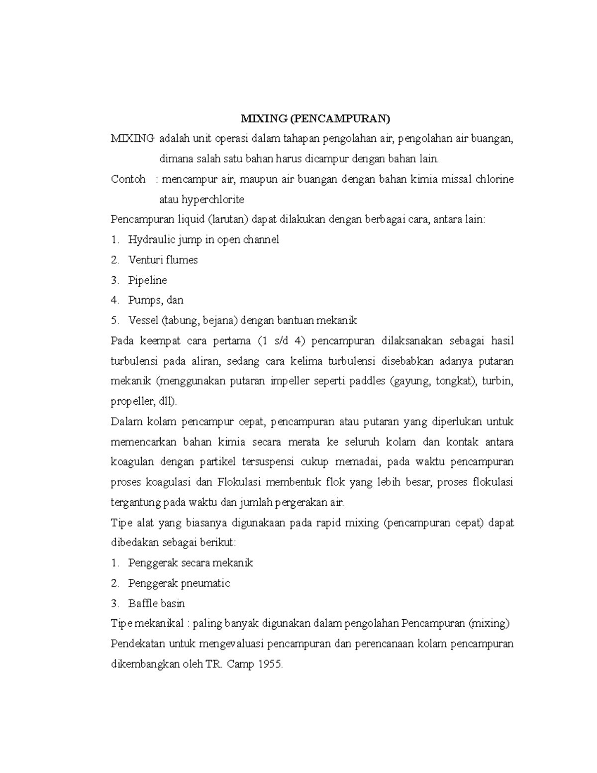Kuliah 3 - materi tentang satuan operasi - MIXING (PENCAMPURAN) MIXING ...