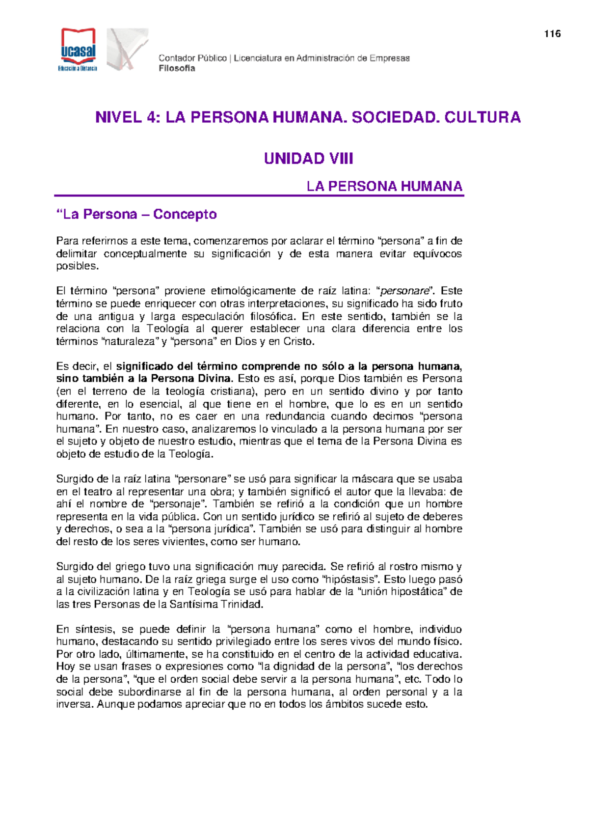 23a Persona Humana - NIVEL 4: LA PERSONA HUMANA. SOCIEDAD. CULTURA ...