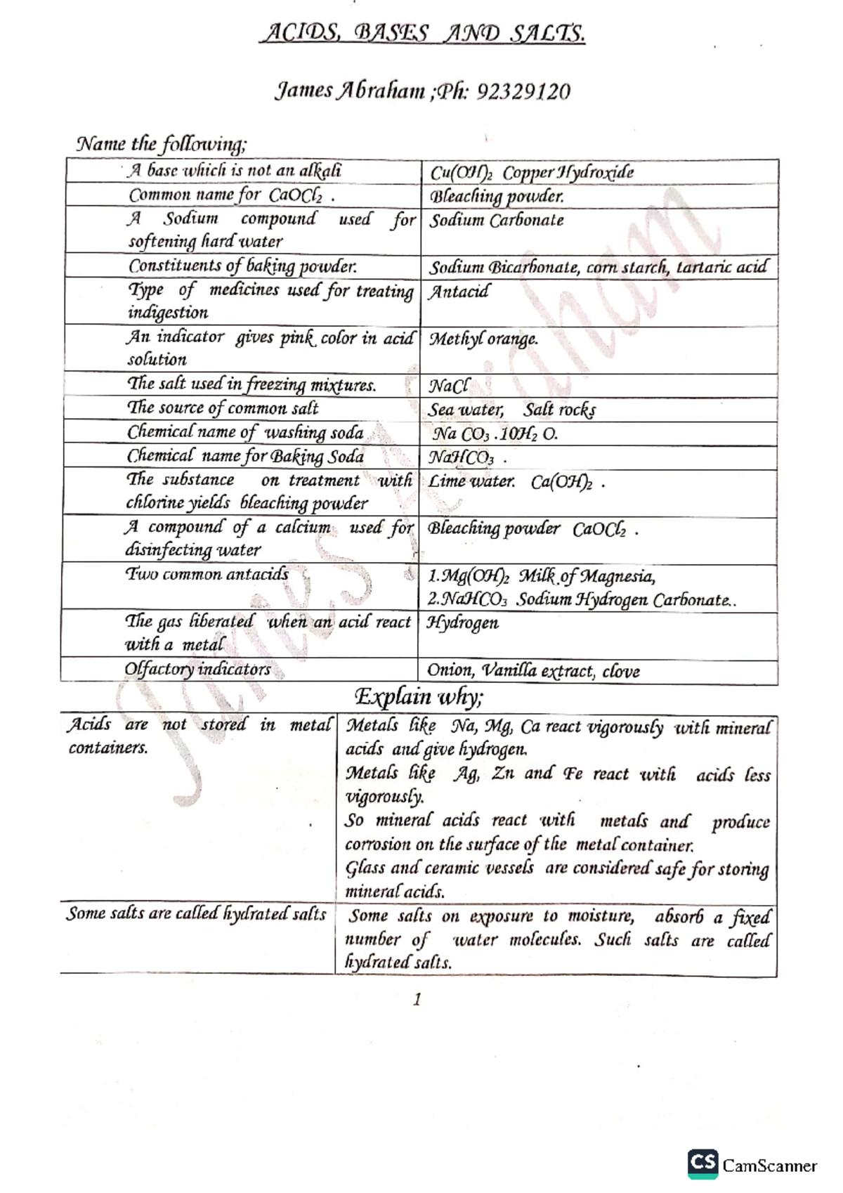 Acid bases and salts-chemistry - Science - Studocu