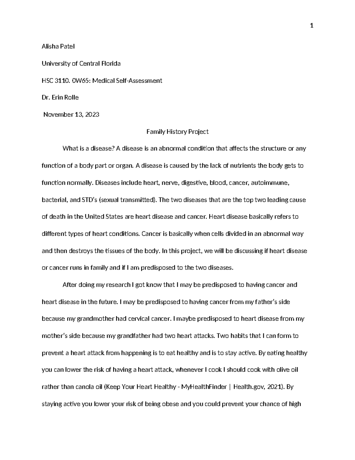 Family+History+Project - Alisha Patel University of Central Florida HSC ...