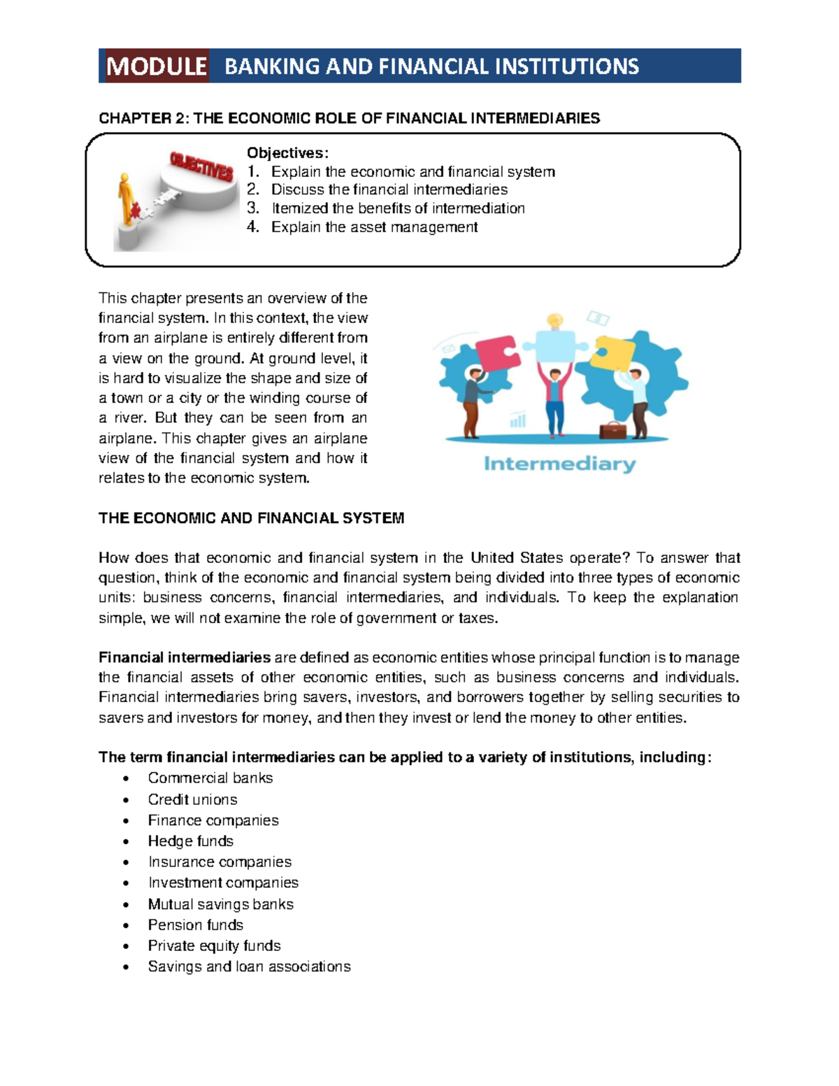 Bank 2 - Bank 2 - CHAPTER 2: THE ECONOMIC ROLE OF FINANCIAL ...