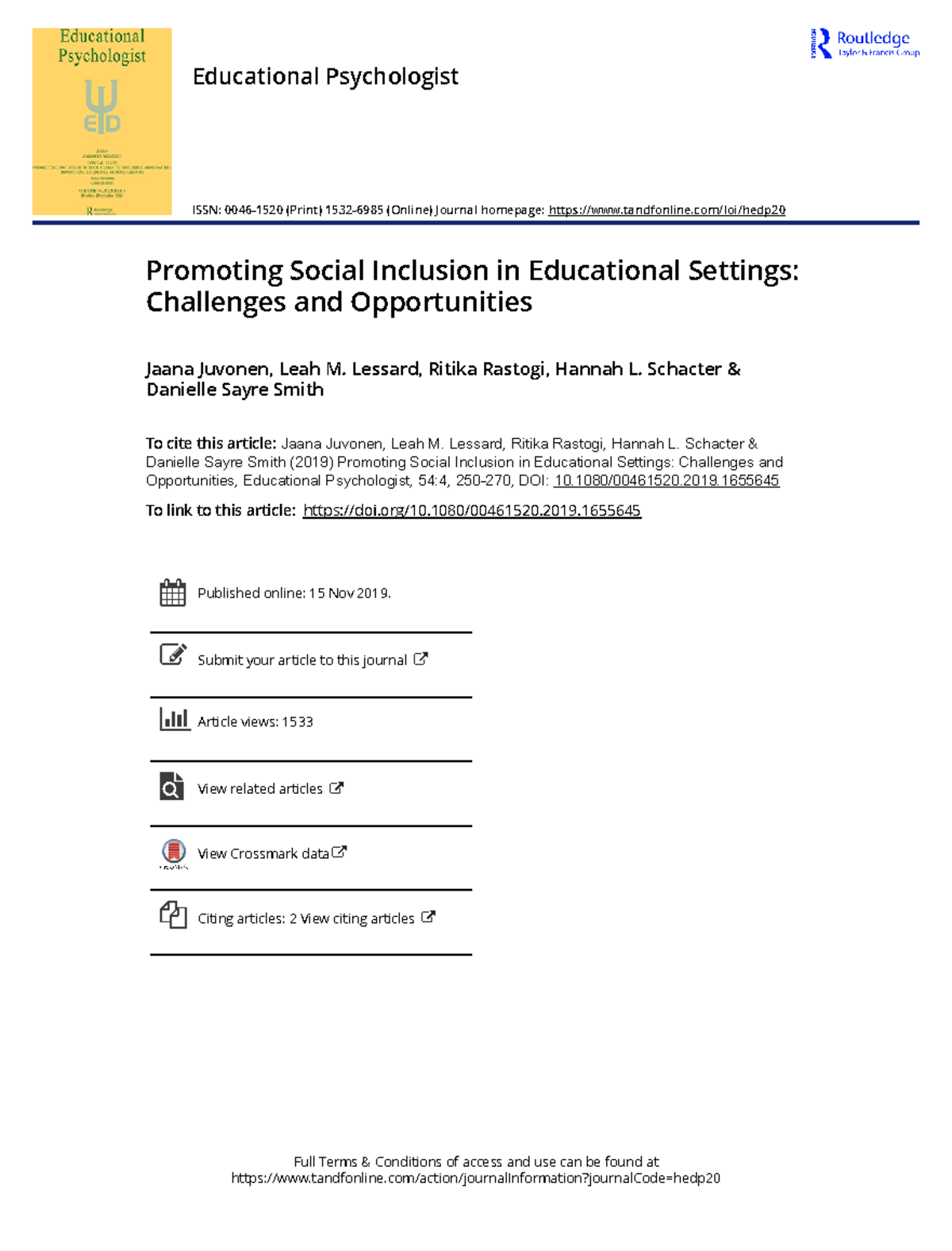 2.Promoting Social Inclusion in Educational Settings. Challenges and ...