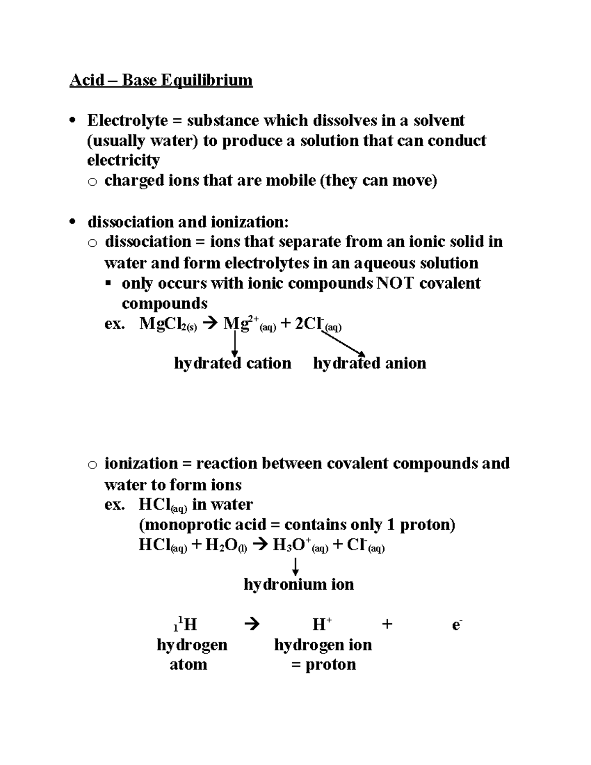2 Acid-Base Equilibrium - Acid – Base Equilibrium Electrolyte ...