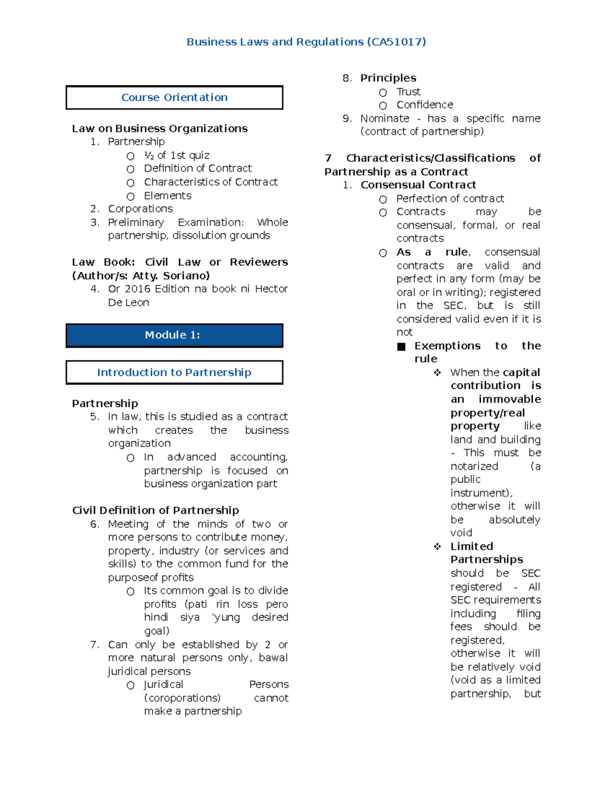 Bus Law Notes - Business Laws and Regulations (CA51017) Course ...