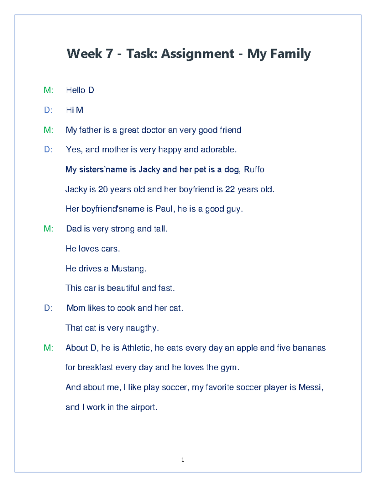 Week 7 - Task Assignment - My Family - 1 Week 7 - Task: Assignment - My ...