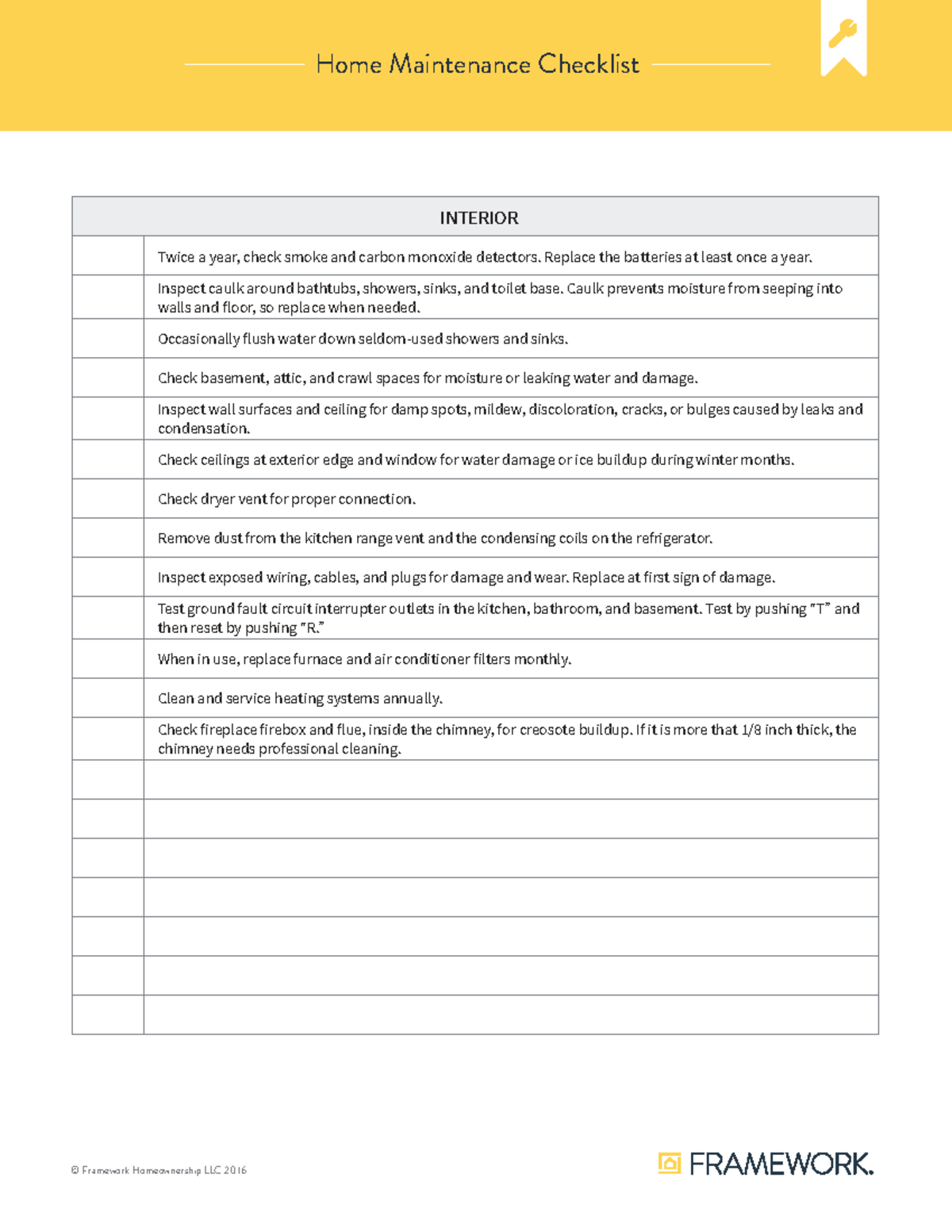 Home maintenance checklist - Home Maintenance Checklist INTERIOR Twice ...