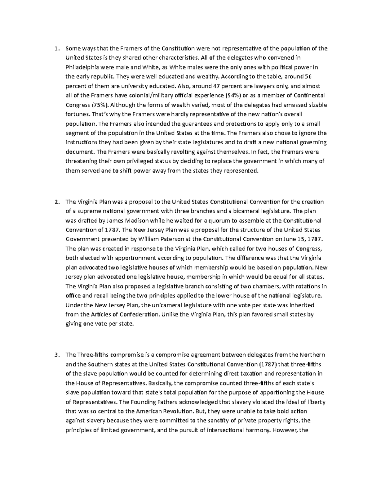 Chapter 2 Assignment - Some ways that the Framers of the Constitution ...