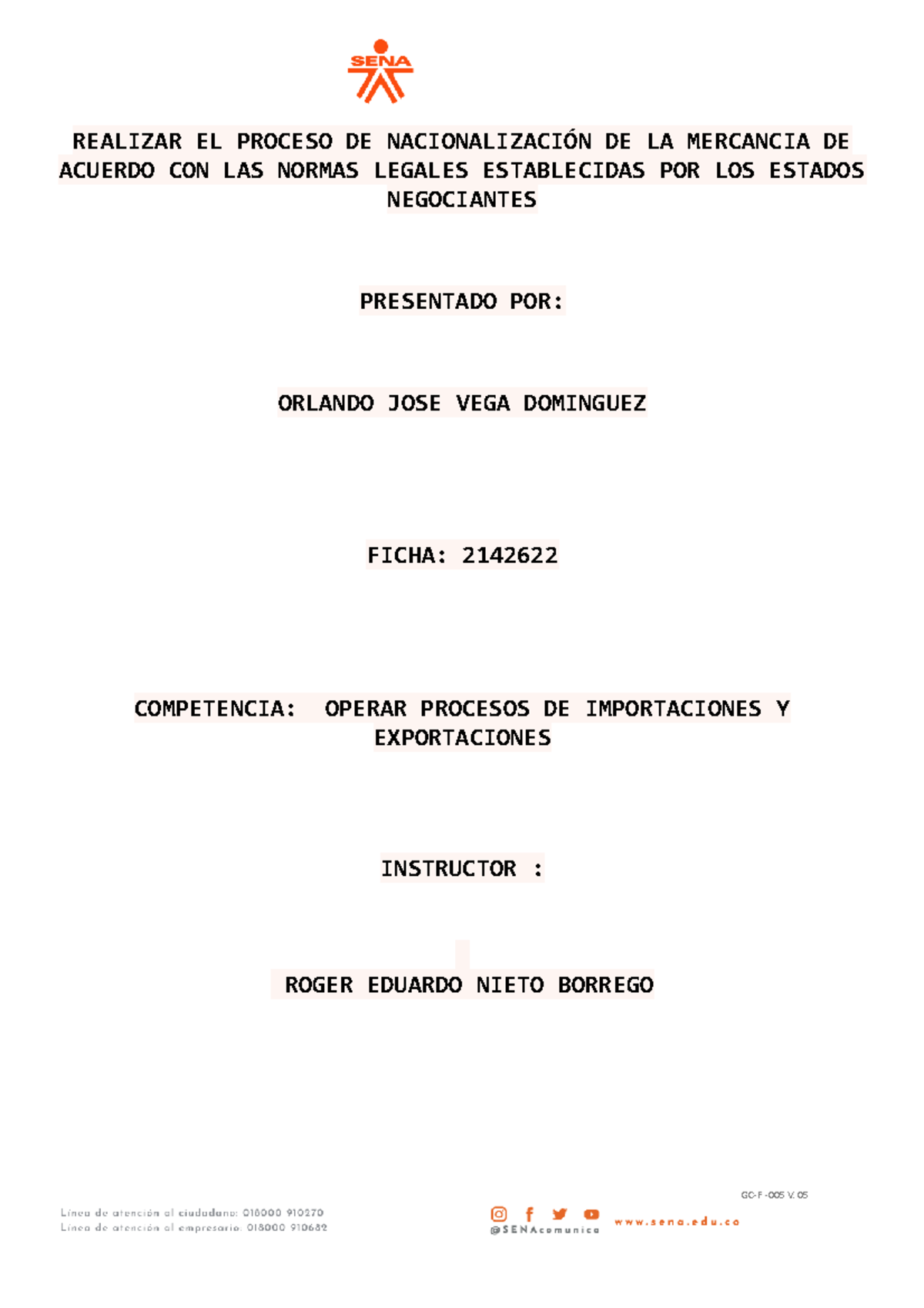 Tallern 1165n UAPn Altexn Importacion Orlando - REALIZAR EL PROCESO DE ...