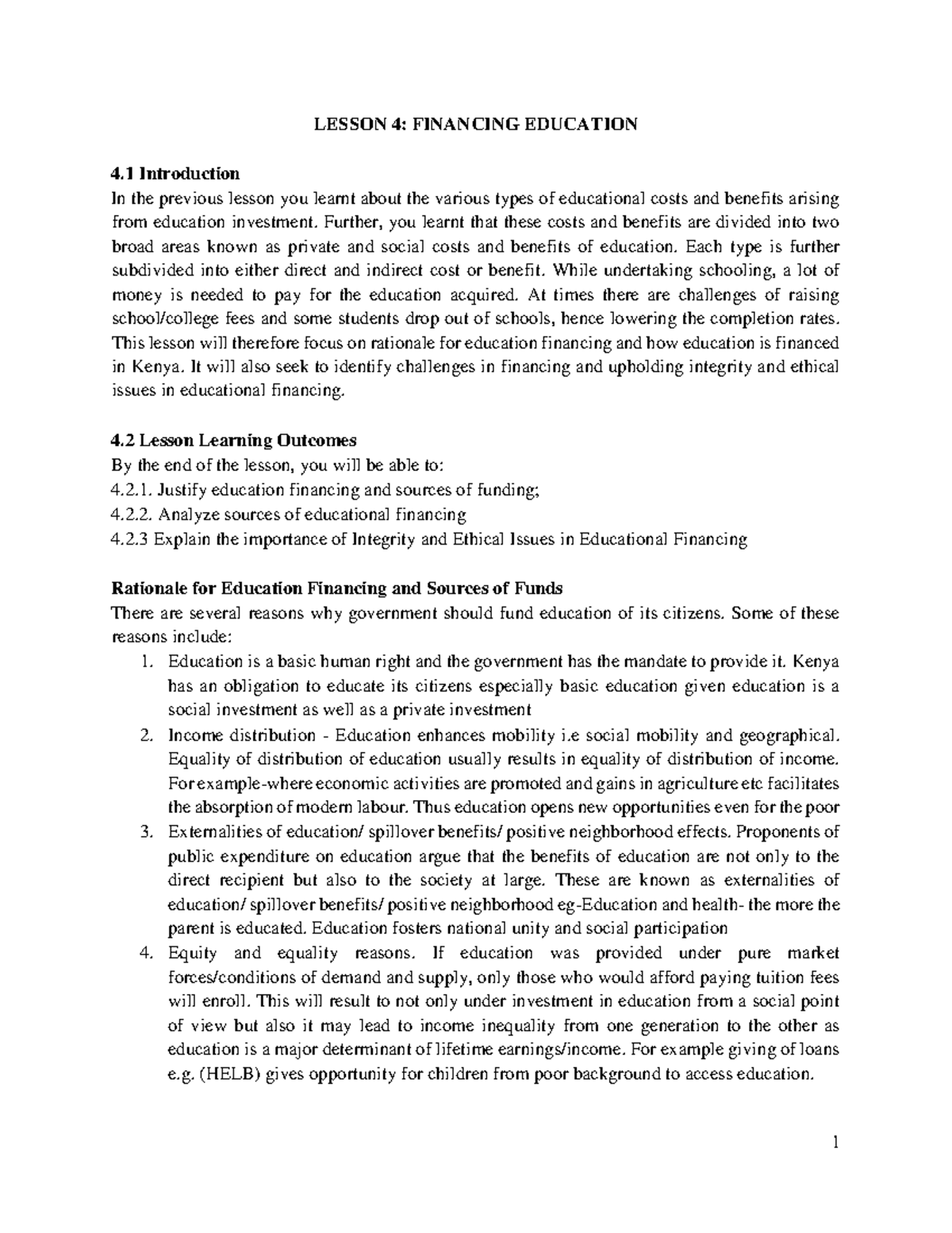 WEEK 4 EDU 2402 Economics AND Planning OF Education - LESSON 4 ...
