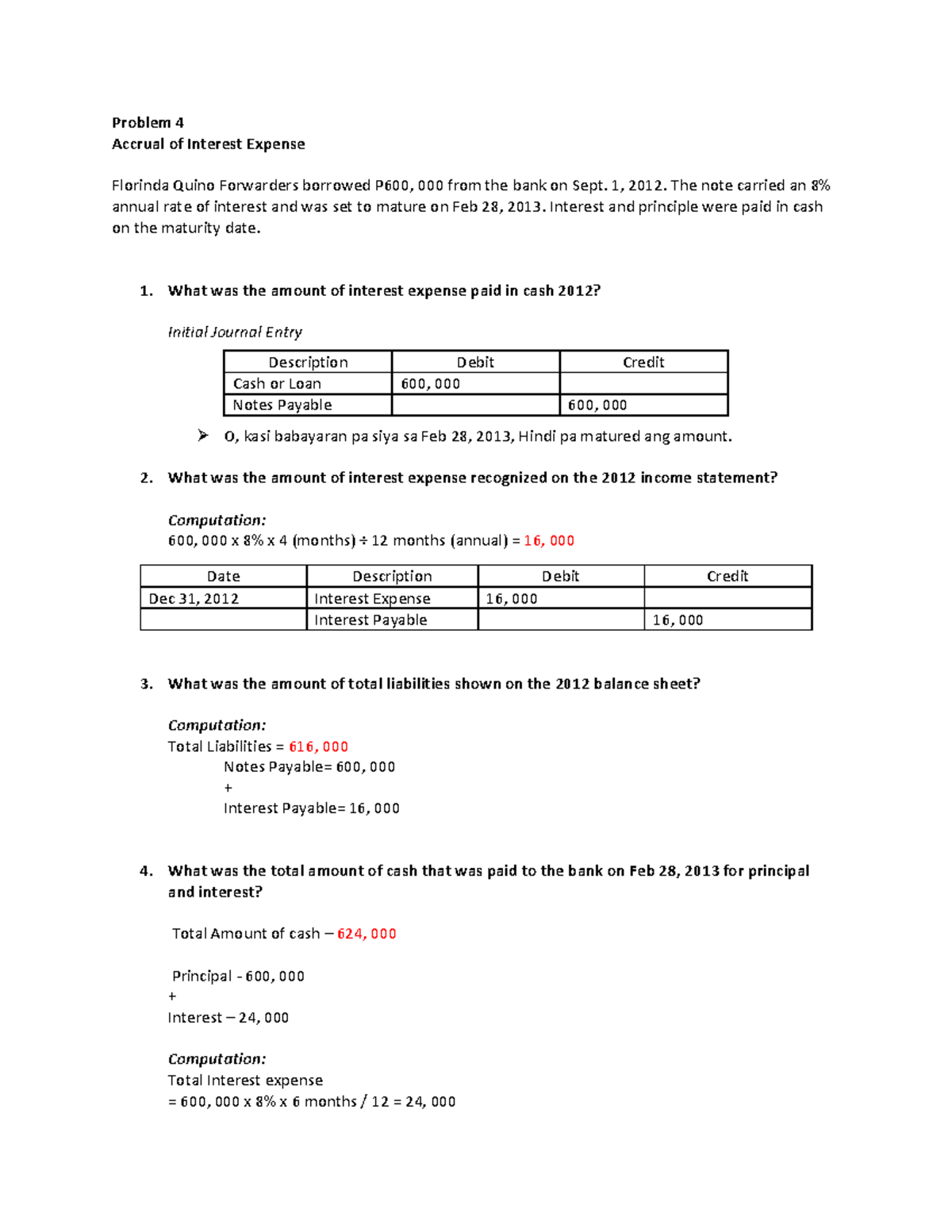 Problem 4, 5, 8 - Short assignment about adjusting. About accrued ...