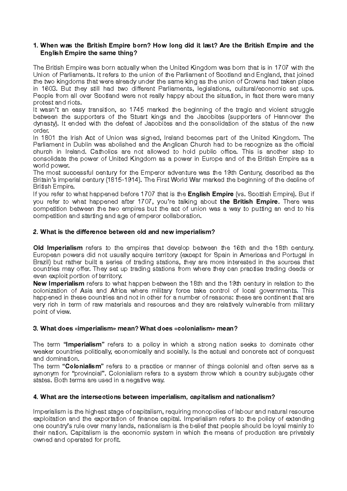 Lista risposte anglophone - When was the British Empire born? How long ...