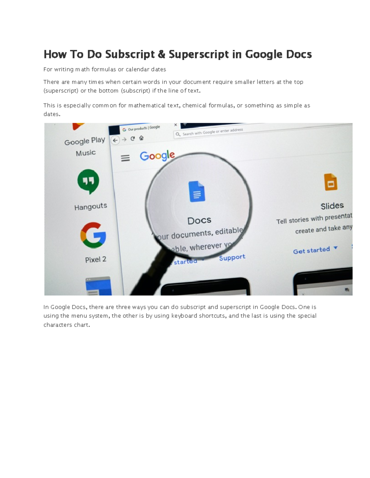 How To Do Subscript and Superscript in Google Docs - This is especially ...