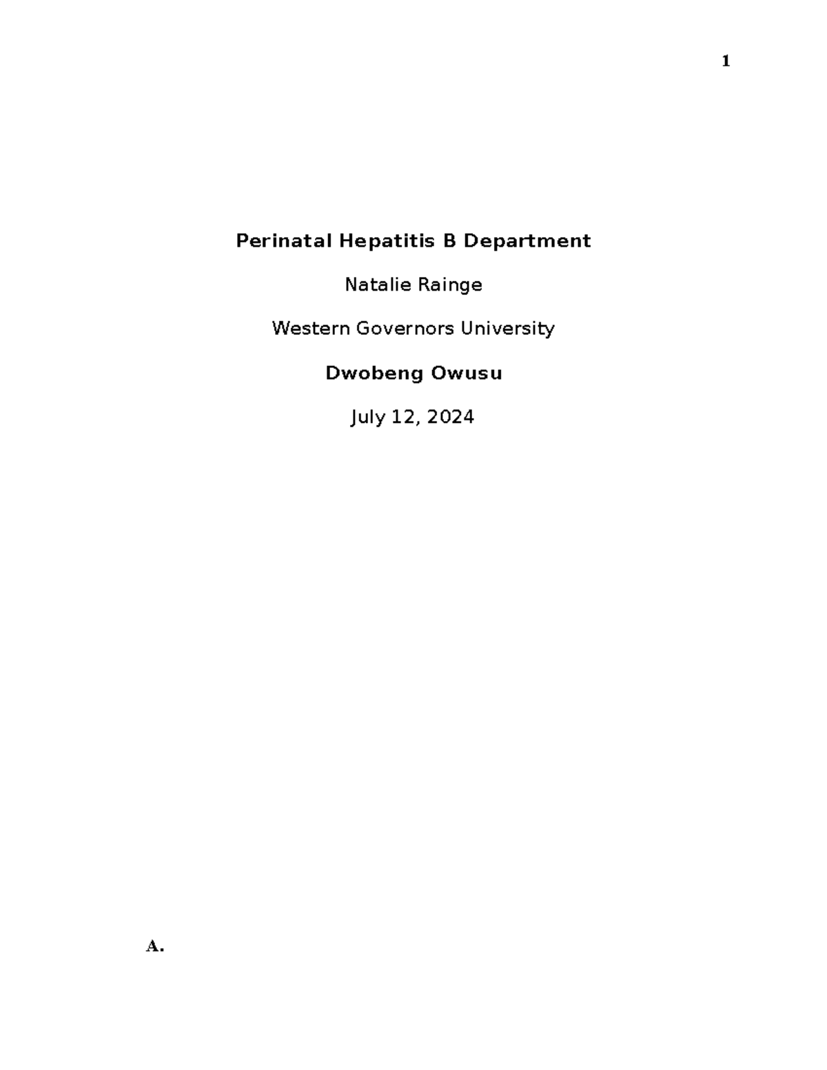 Task 2 Paper C200 - Passed on the first submission - Perinatal ...