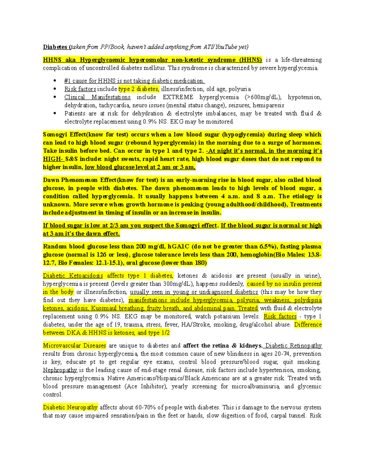 Diabetes Notes - Diabetes (taken from PP/Book, haven’t added anything ...