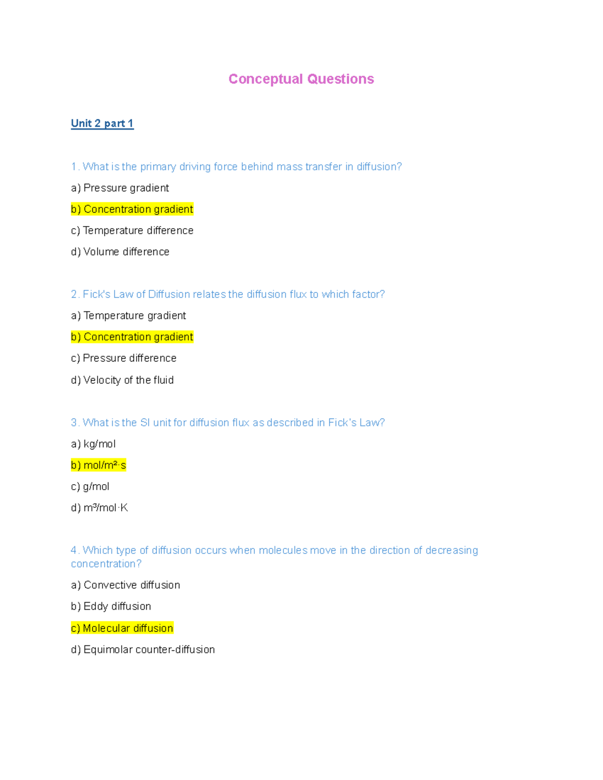 Unit 2 mcq - multiple choice q - Conceptual Questions Unit 2 part 1 What is the primary driving ...
