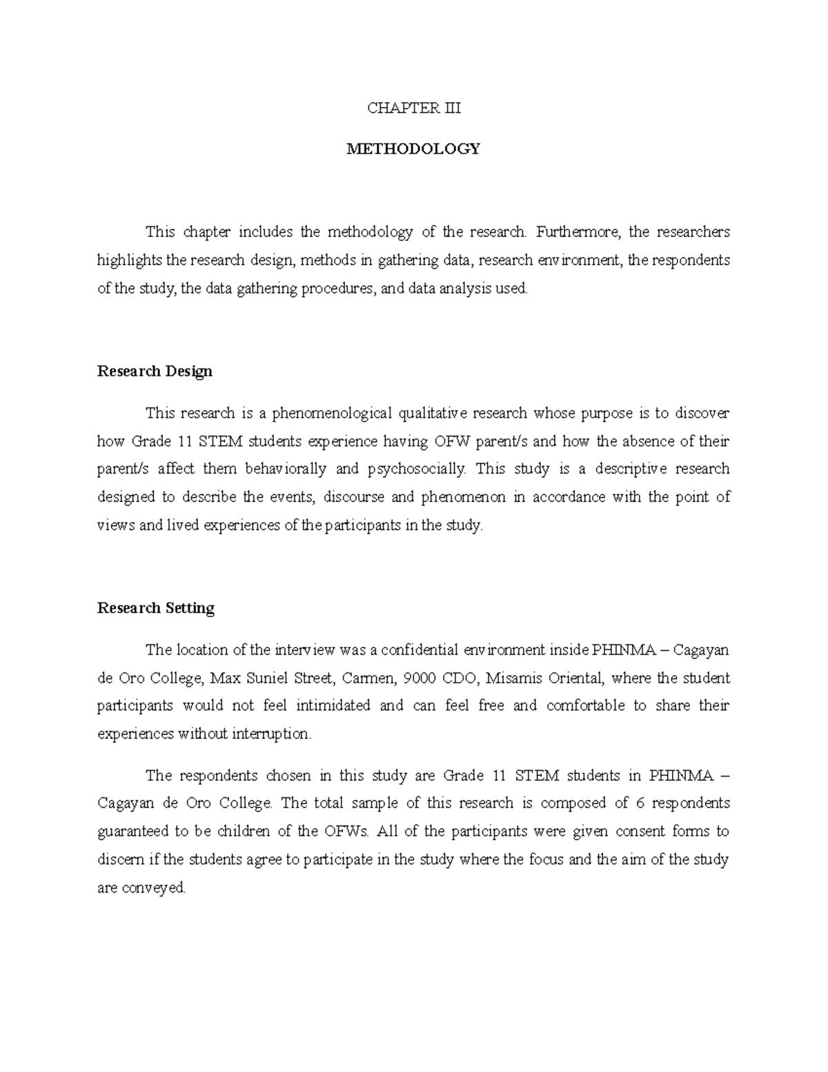 C3-Methodology-1 - methodology - CHAPTER III METHODOLOGY This chapter includes the methodology ...