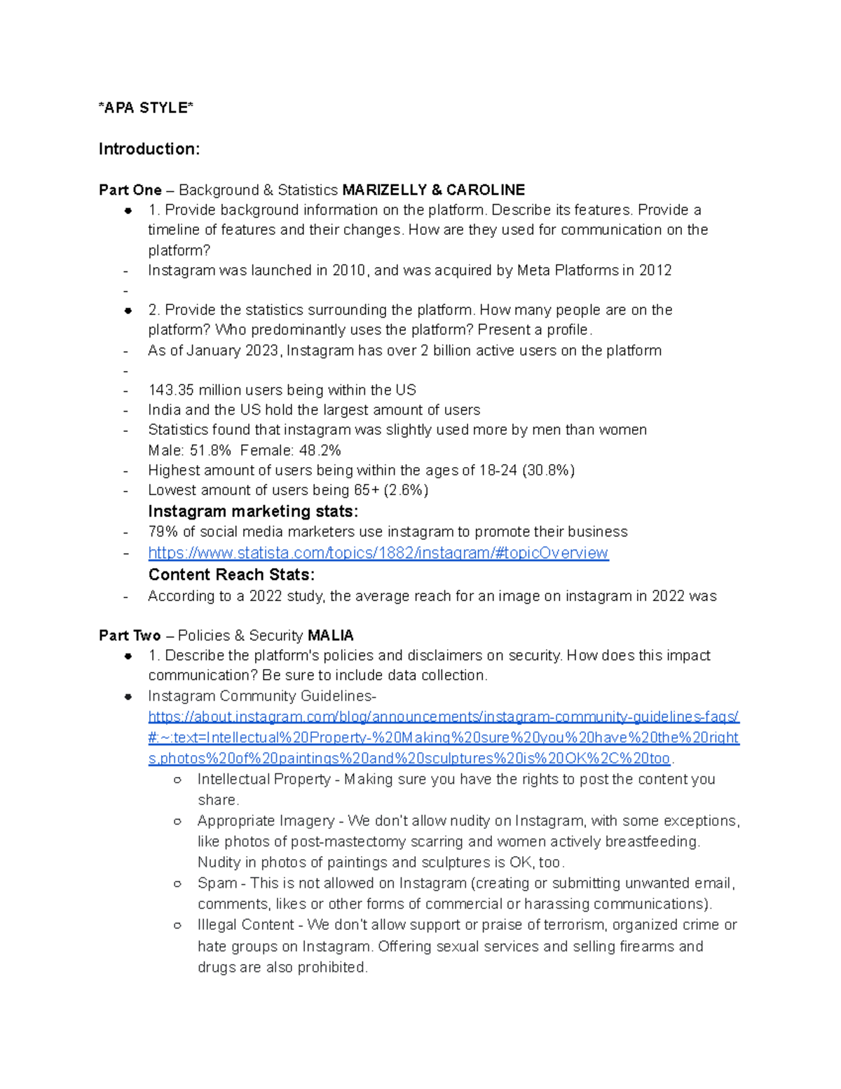 Social Media Project - APA STYLE Introduction: Part One – Background ...