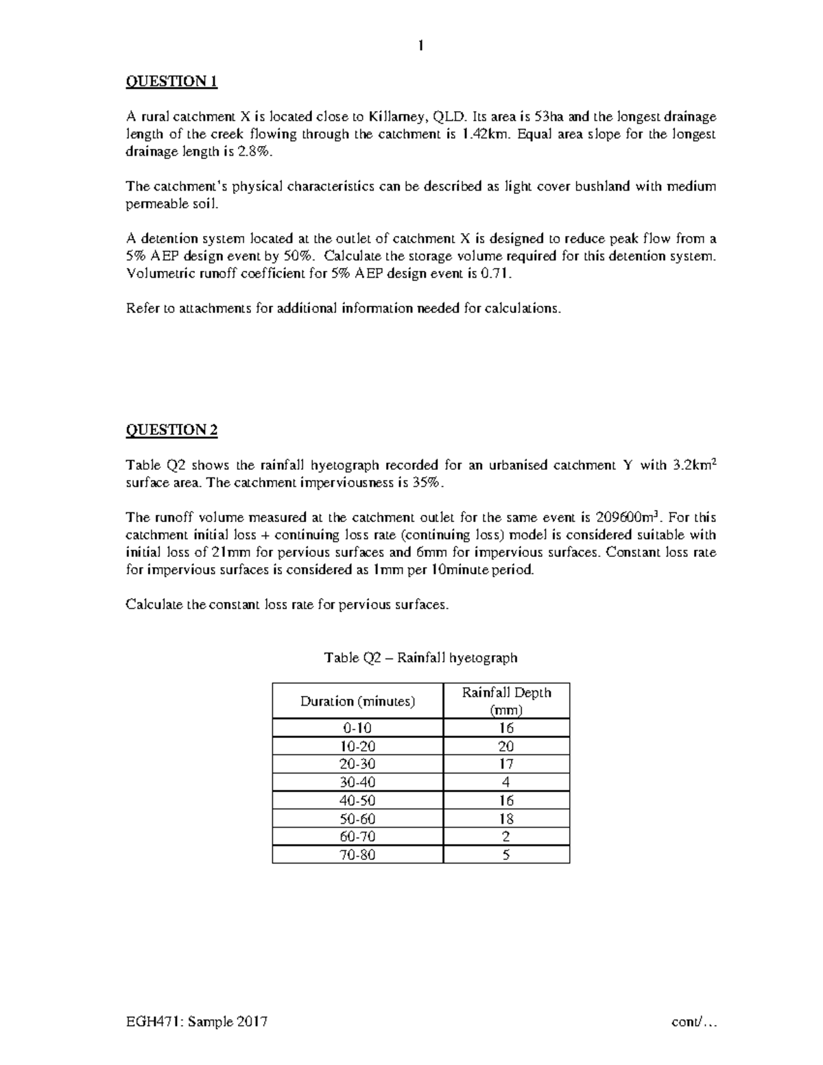EGH471-2017 - Past exam - EGH471: Sample 2017 cont/... 1 QUESTION 1 A ...
