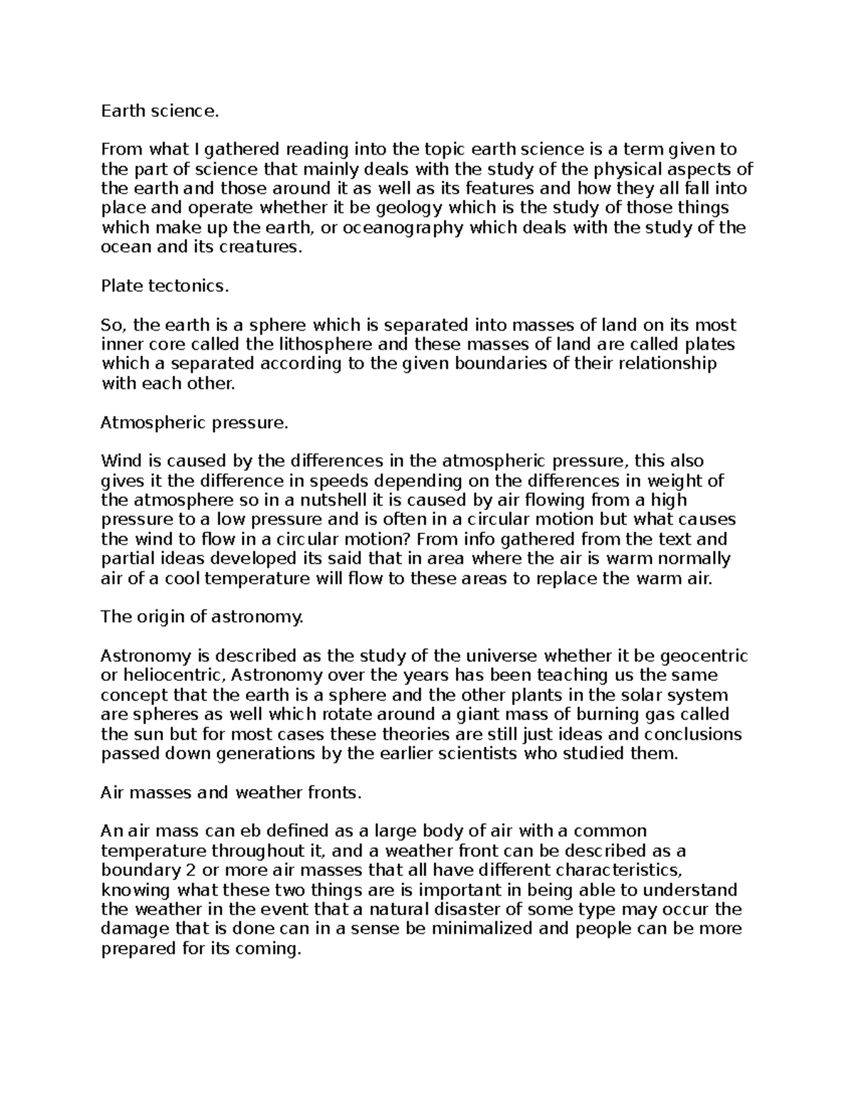 Earth science - Quick definitions of the given terms. - Earth science ...