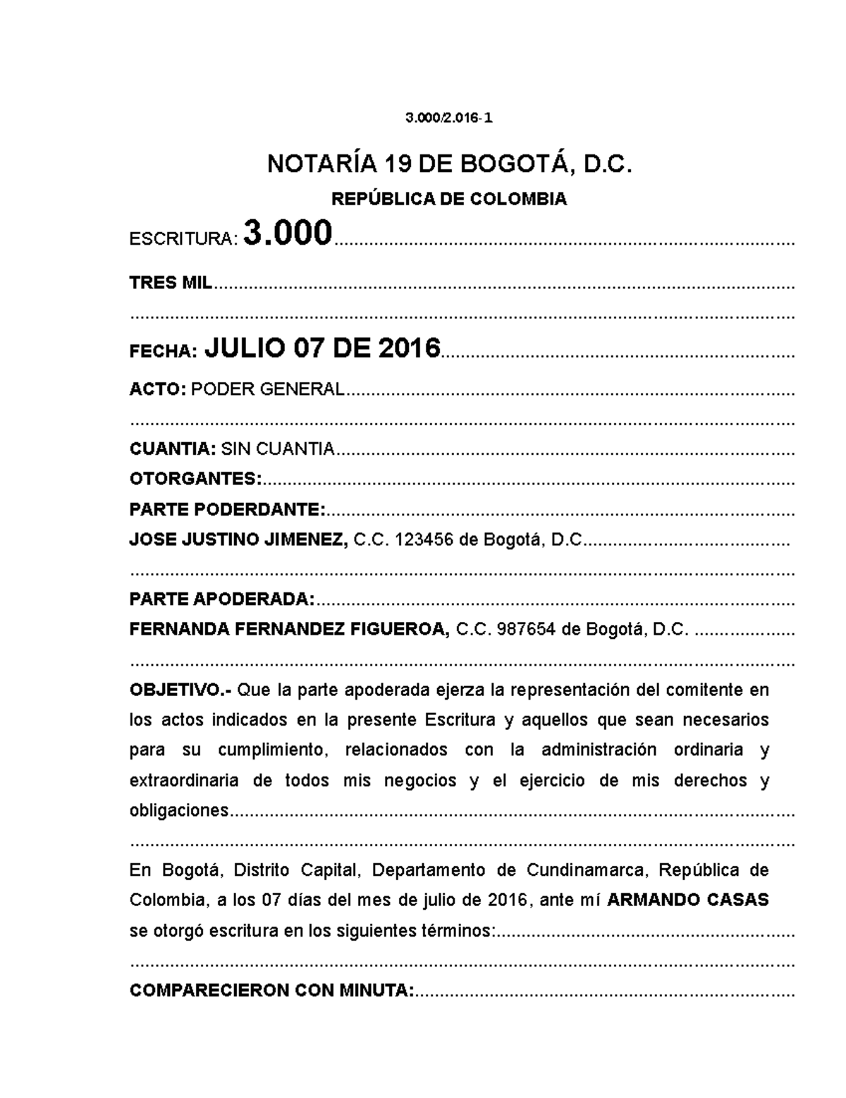 Modelo Poder General Corto - JOSE JUSTINO JIMENEZ FERNANDA FERNANDEZ ...