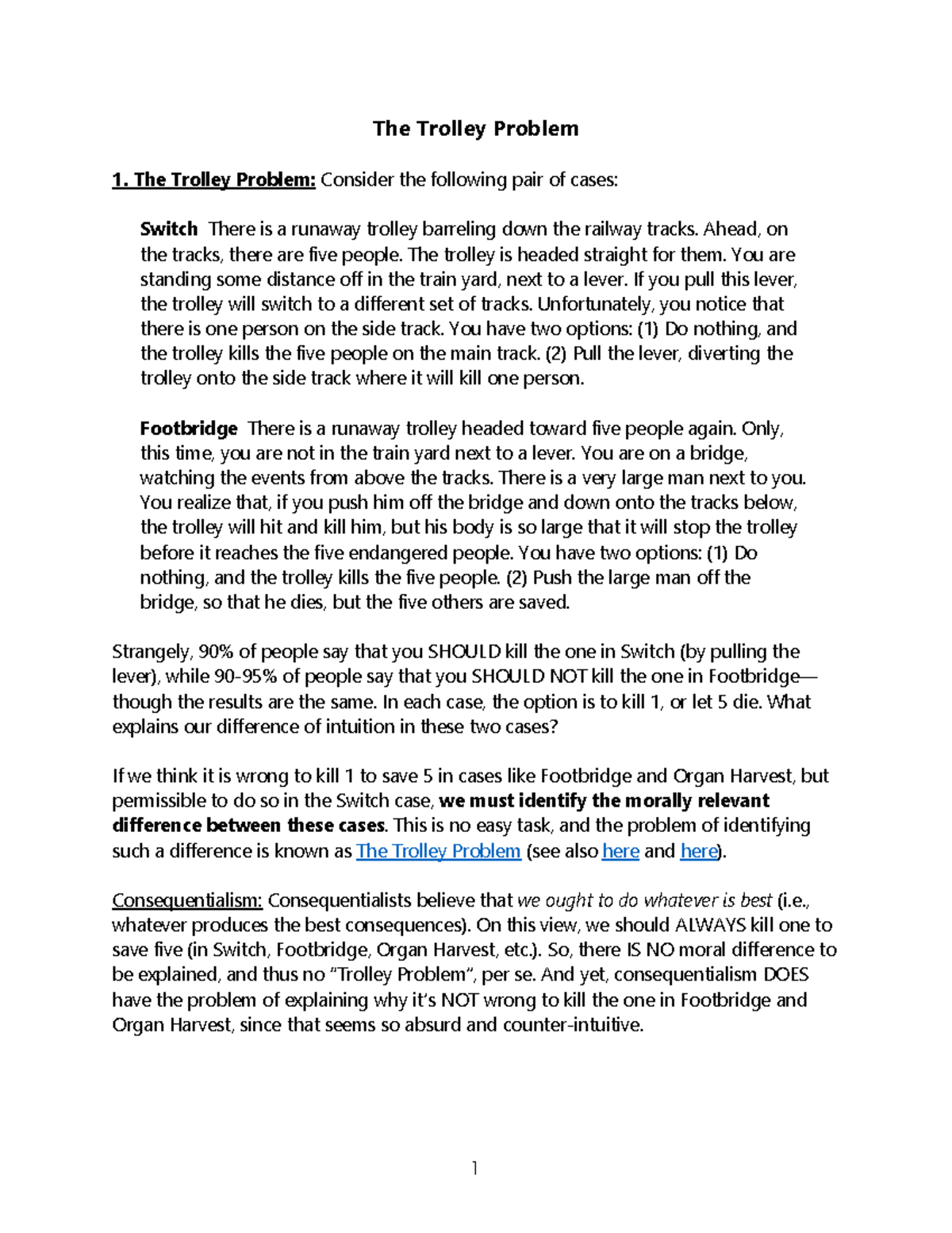 Trolley - Summary Human Resource Management - The Trolley Problem The ...