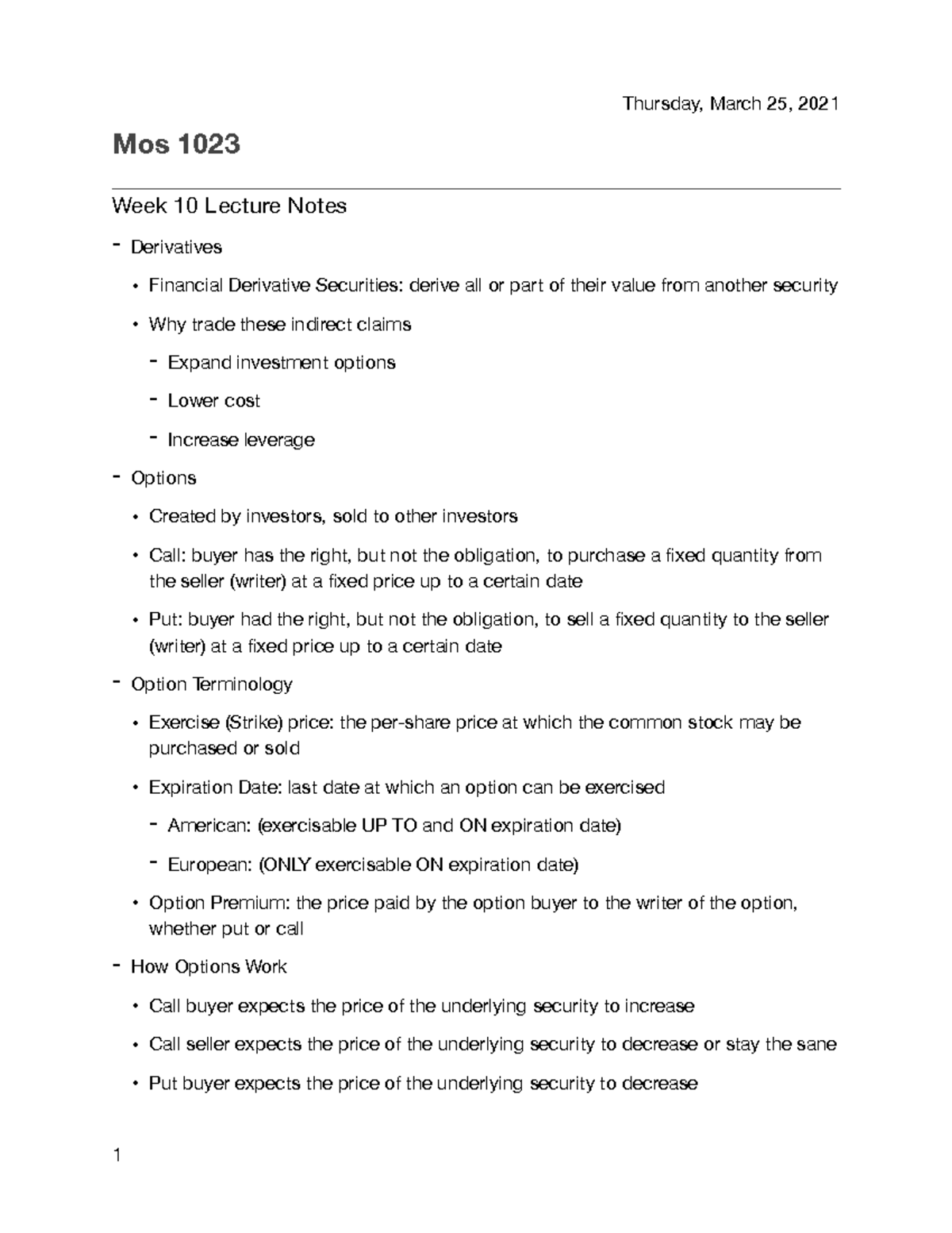 Mos1023 Week 10 Lecture PDF - Mos 1023 Week 10 Lecture Notes ...